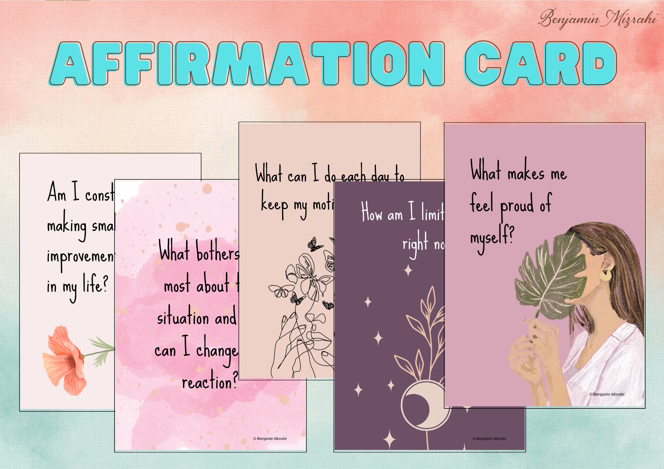 Positive Affirmation Cards Printable Quotes Editable Canva Template