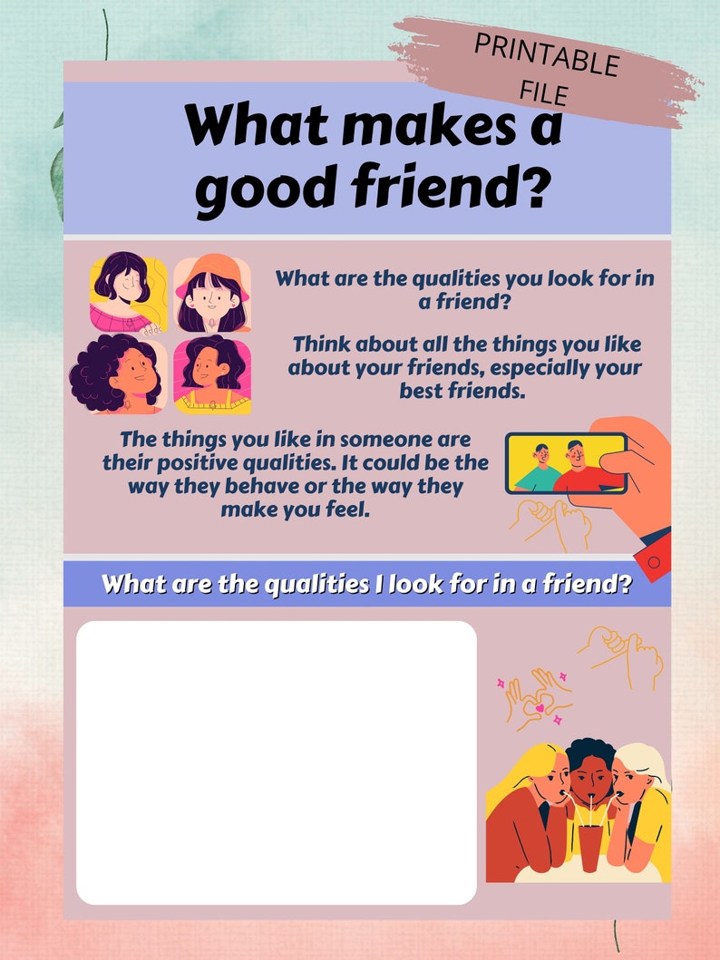 Good Vs Bad Friends Poster - PRINTABLE Emotional Learning Social Skills ...