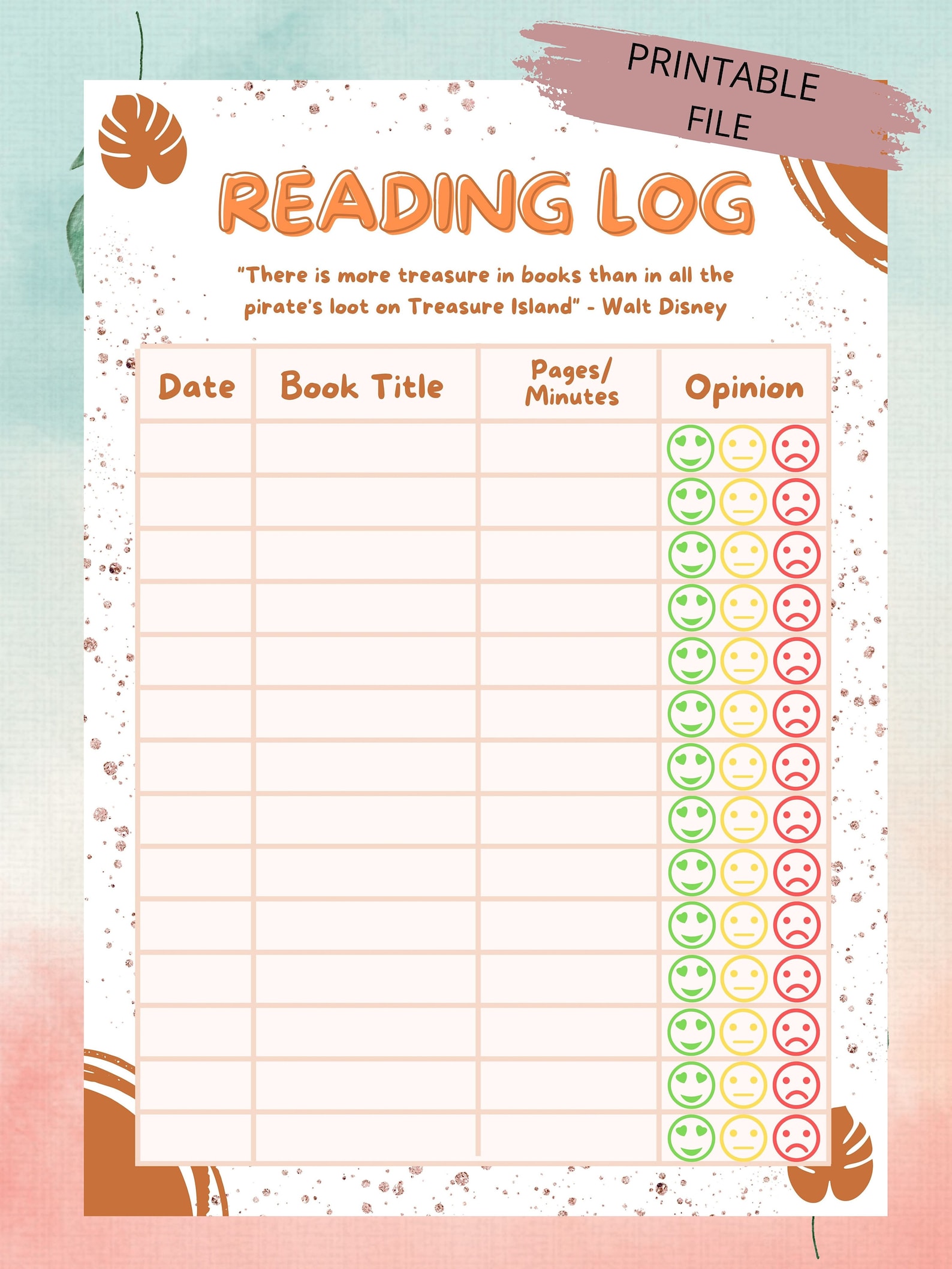 Kids Reading Log for Kids, Reading Log Journal Kids, Printable Journal ...
