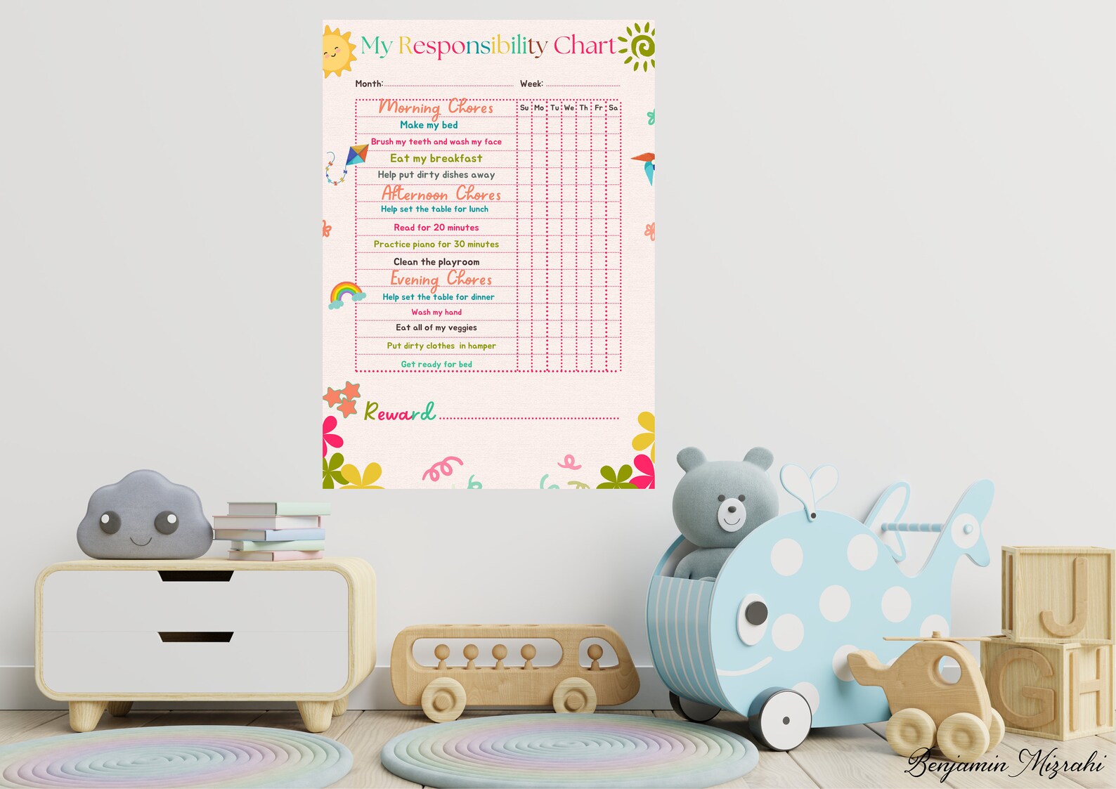 Kids Chores Rewards Printable - Responsibilities Chart - Chore Chart ...