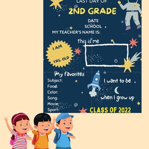 Editable First or Last Day of School Sign Any Grade Sign for Boy or ...