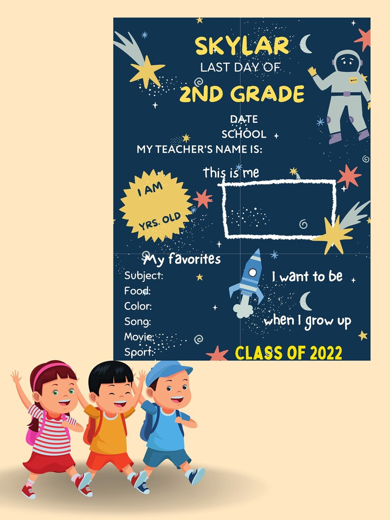 Editable First or Last Day of School Sign Any Grade Sign for Boy or ...