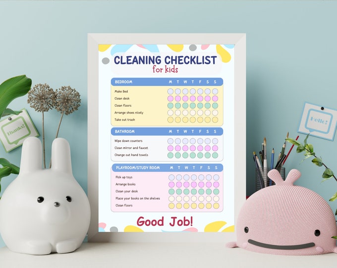 EDITABLE Cleaning Checklist for Kids, Cleaning Planner, Cleaning ...
