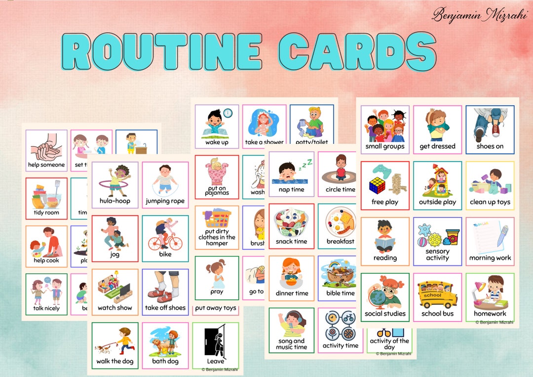 Kids Daily Routine Cards I Visual Schedule Cards| Toddler Preschooi ...