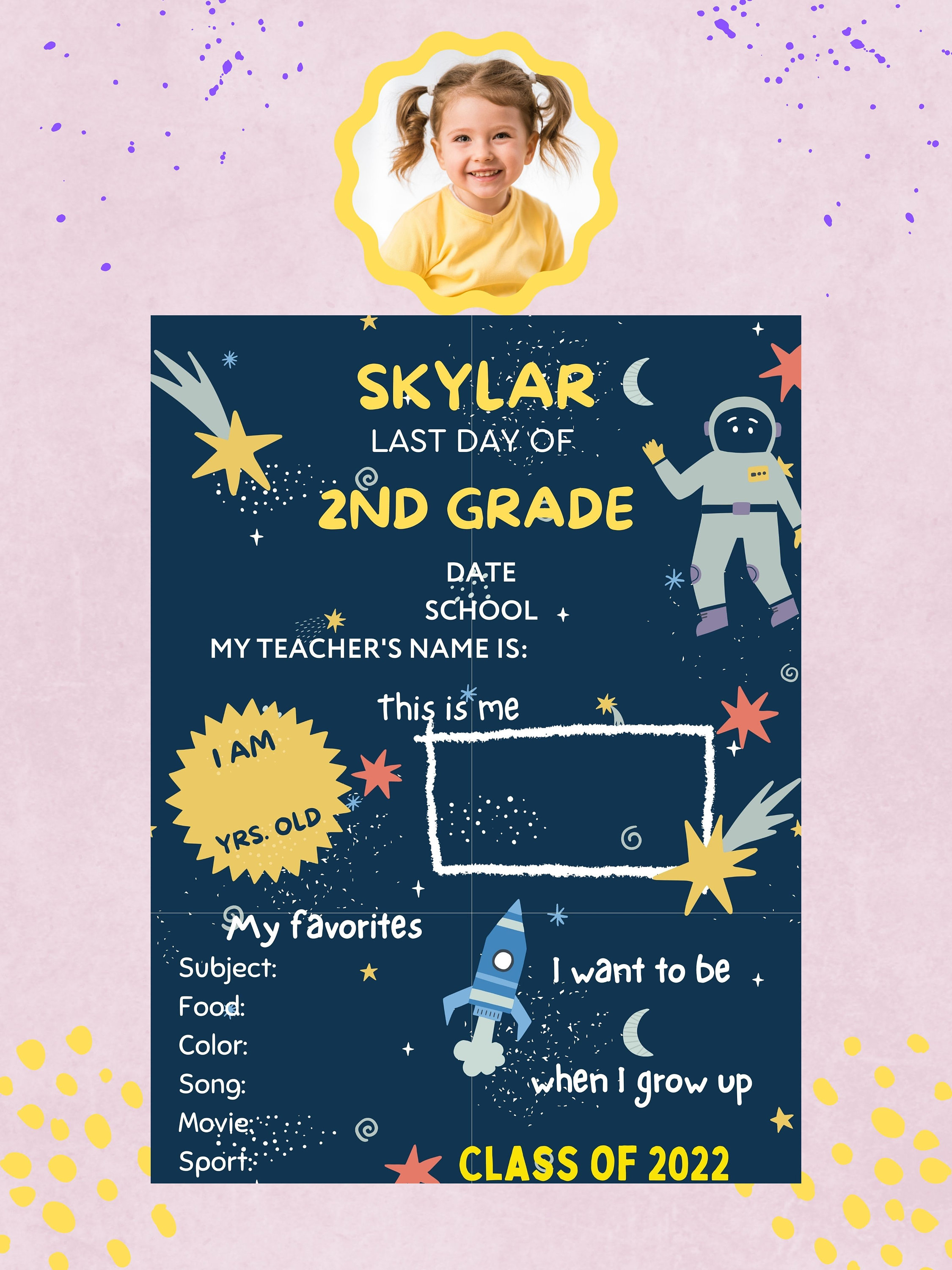 Editable First or Last Day of School Sign Any Grade Sign for Boy or ...