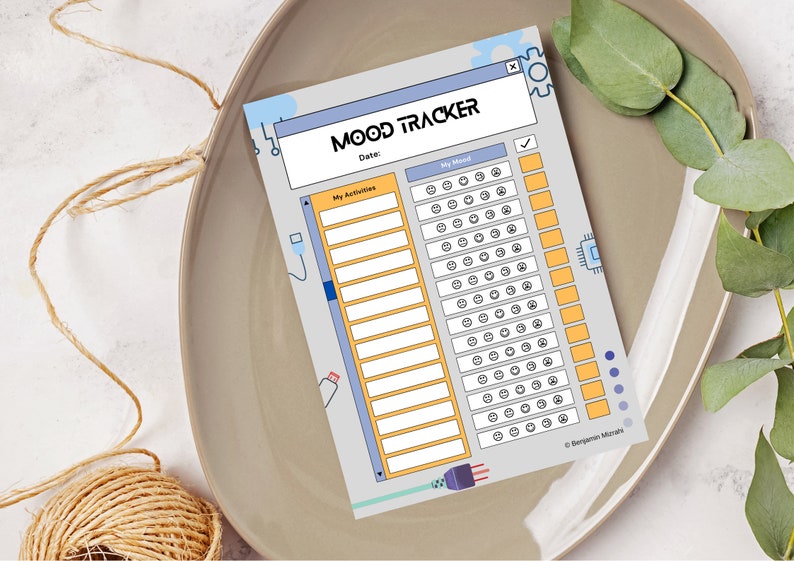 Printable Daily Mood Tracker Chart, Wellness Planner (digital Download ...