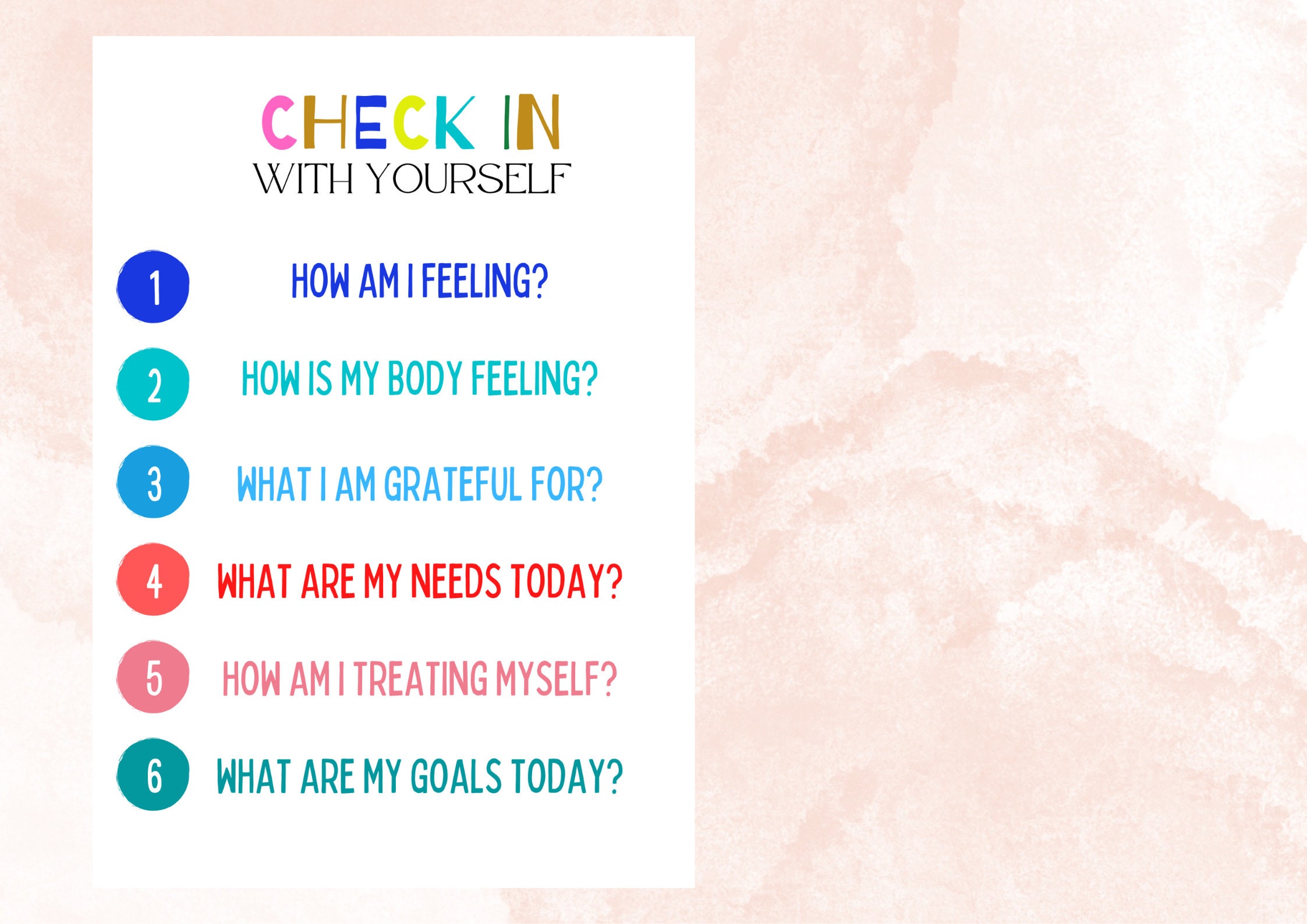 Daily Check-in Poster Check-in With Yourself Poster Self Care Daily ...
