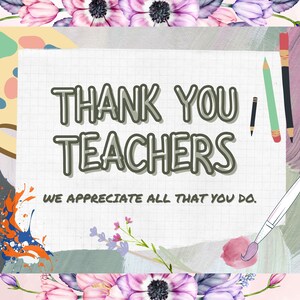 Digital Teacher Appreciation, Personalized Thank You Sign, Last Day of ...
