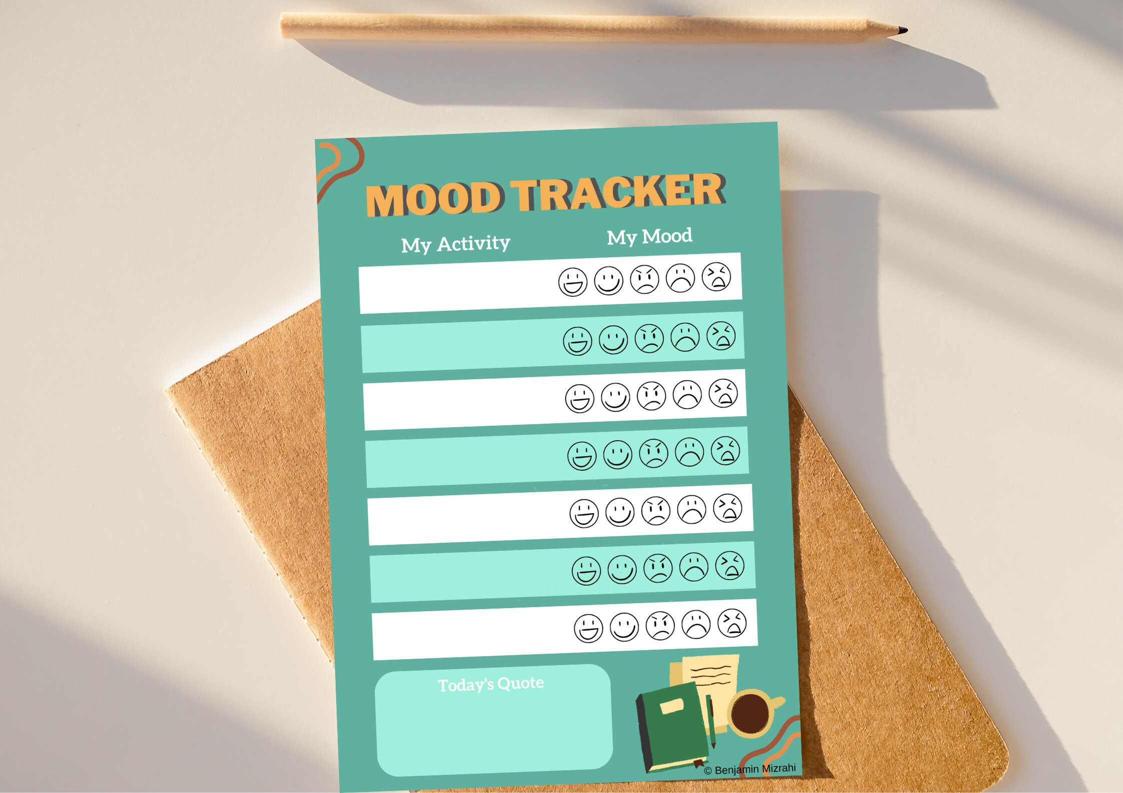 Printable Mood Tracker Chart Template, Daily Mood Tracker Pages for ...