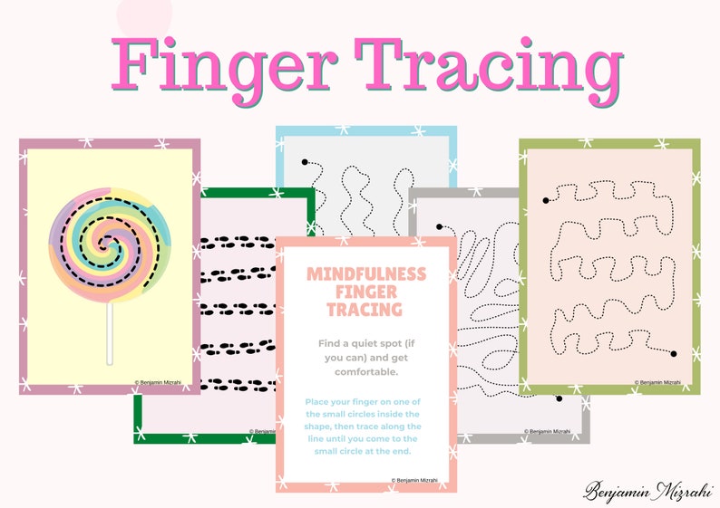 Mindfulness Finger Tracing Calming Printable Cards | Calm Down Corner ...