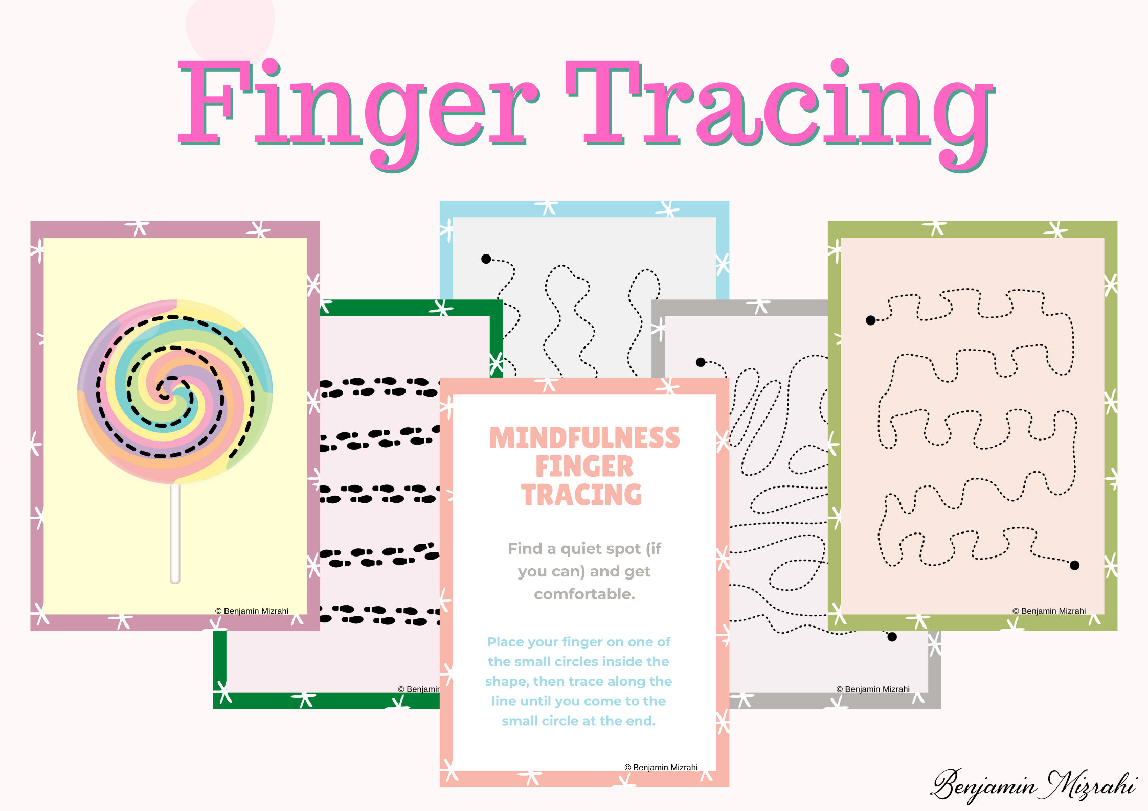 Mindfulness Finger Tracing Calming Printable Cards Calm Down Corner ...