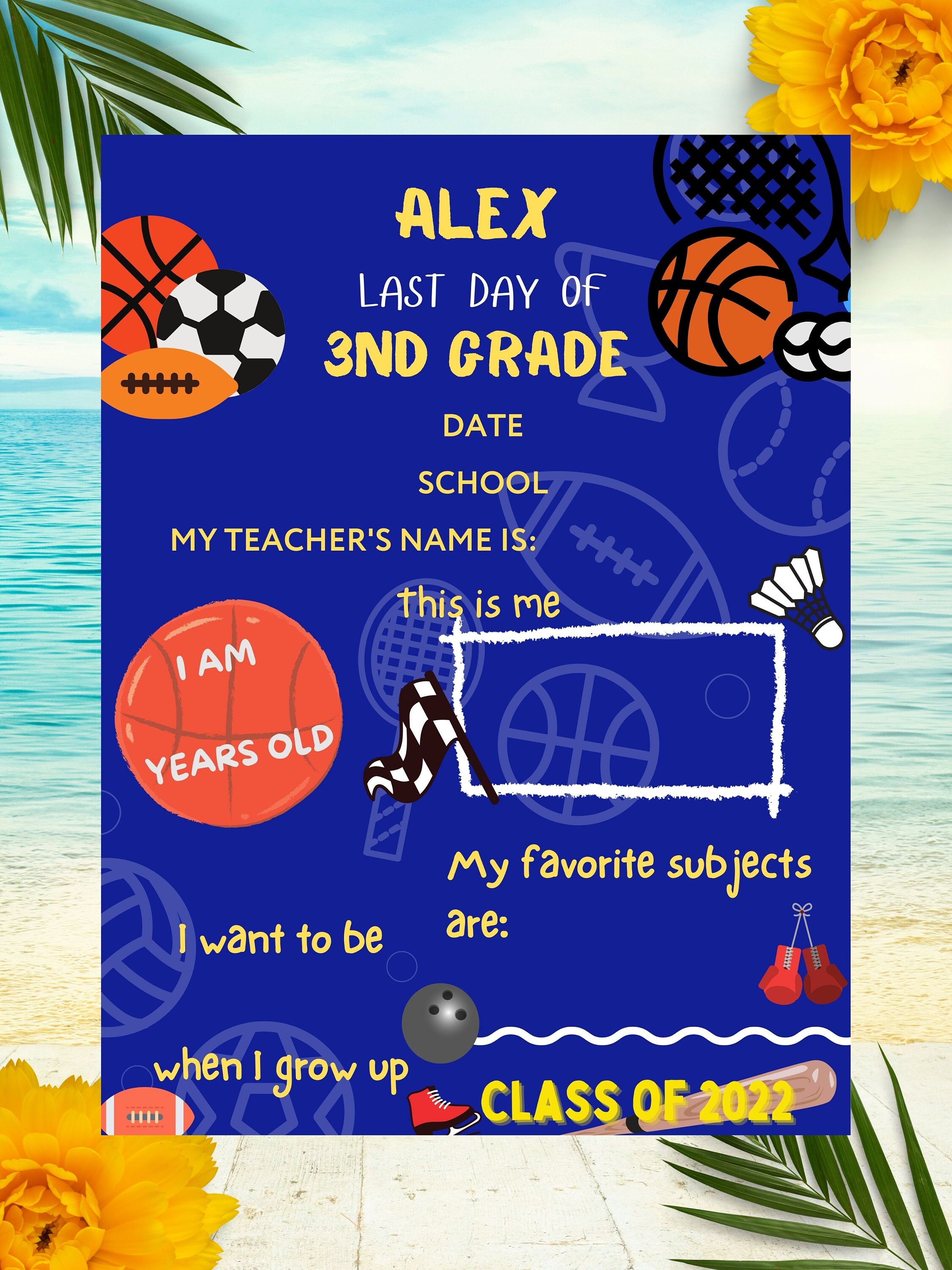 Editable First or Last Day of School Any Grade Sign for Boy or Girl ...