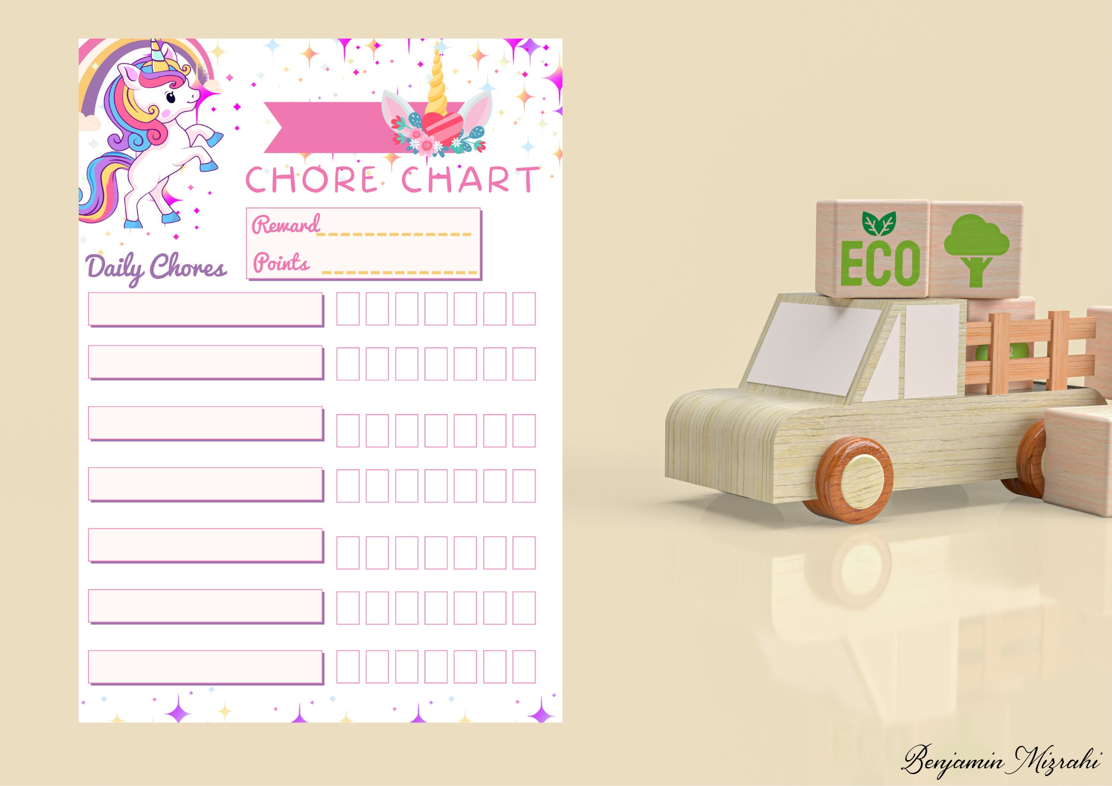 Daily Chore Chart With Rewards and Points Responsibility Poster ...