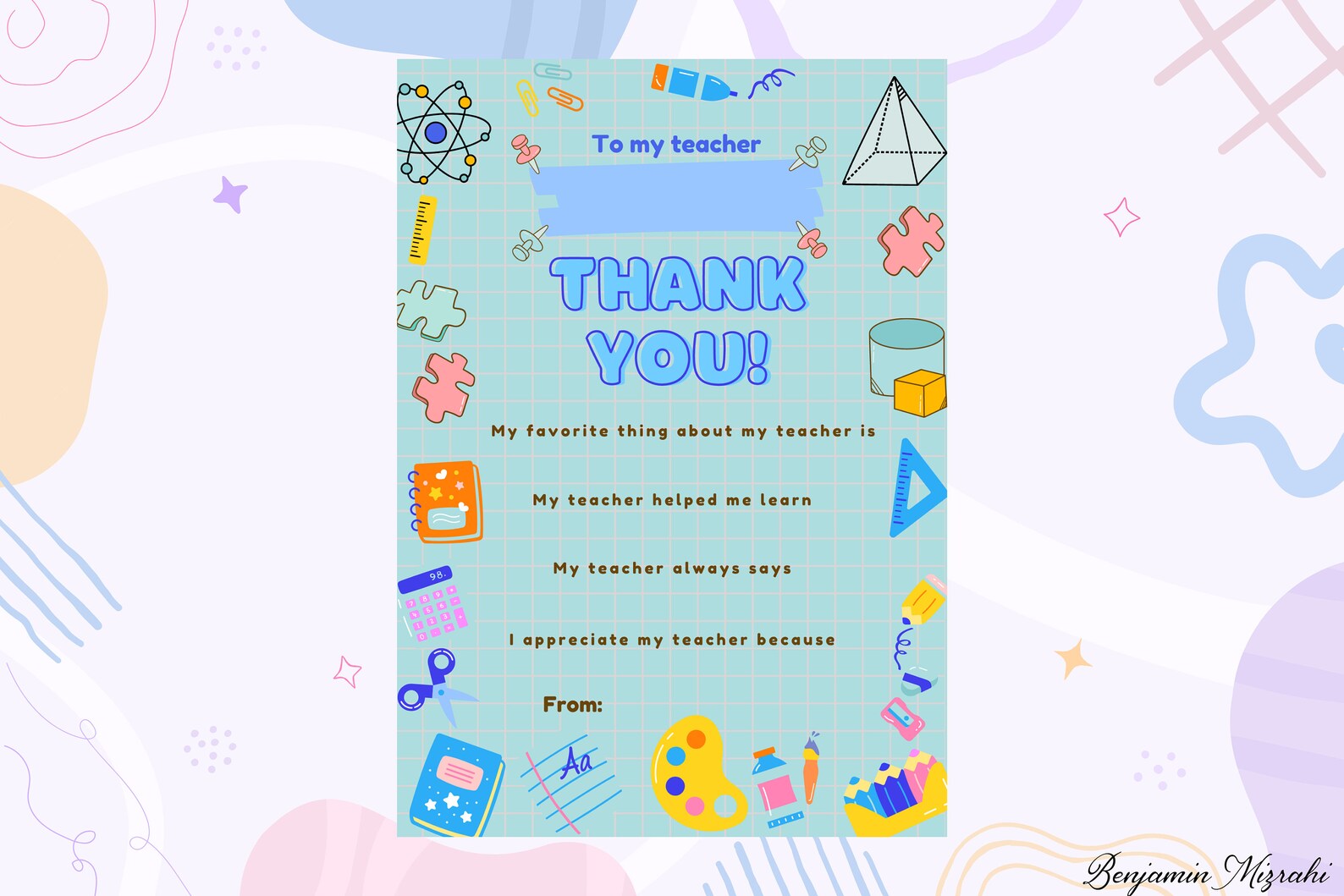 Printable Thank You Teacher Appreciation Card Student to - Etsy