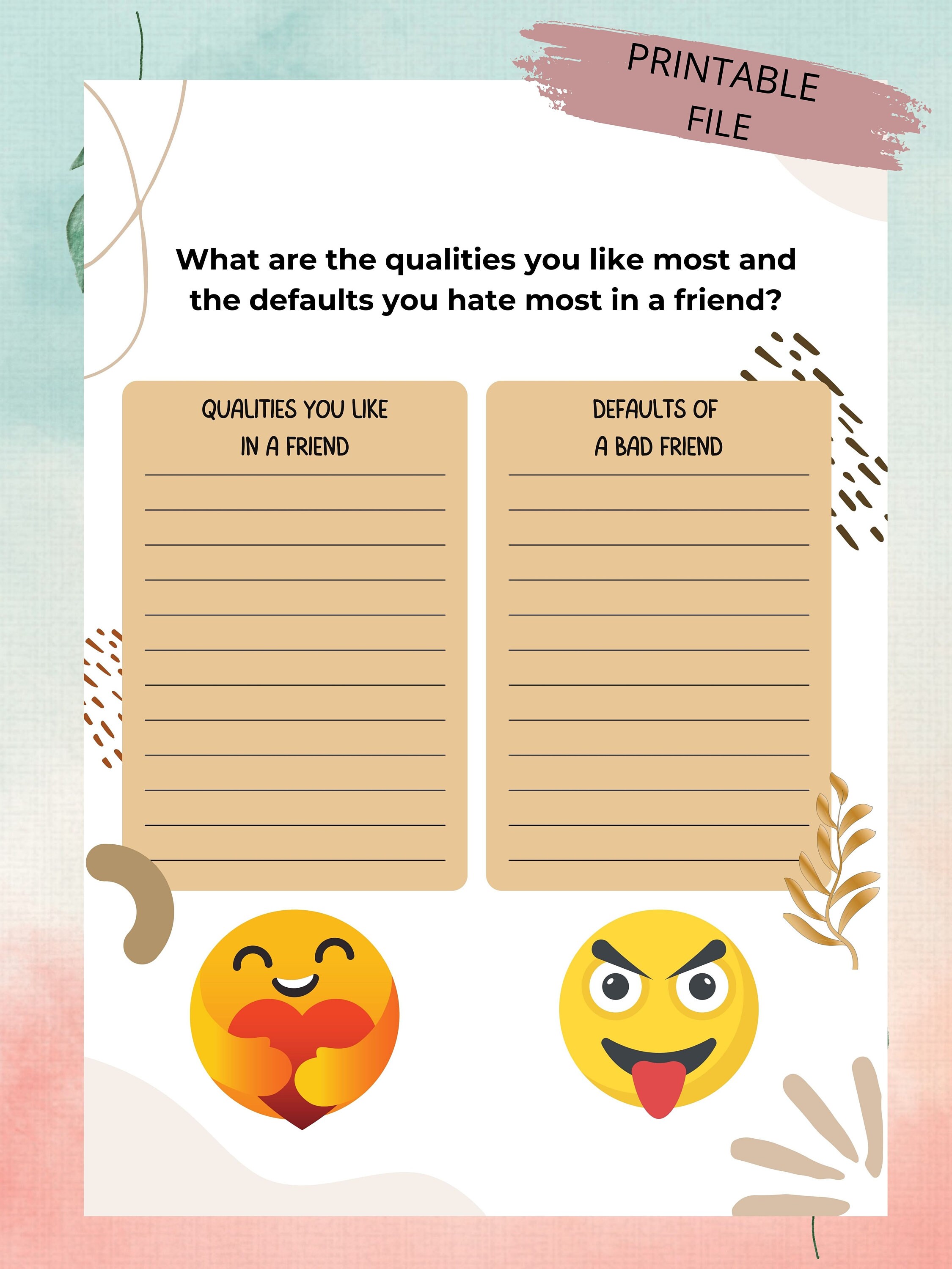 Good Vs Bad Friends Poster – Printable Social Skills Activity (PDF) - Etsy