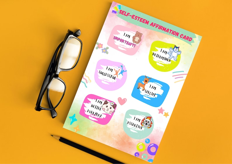 Self Esteem Affirmation Cards for Kids, Confidence Printable (digital ...