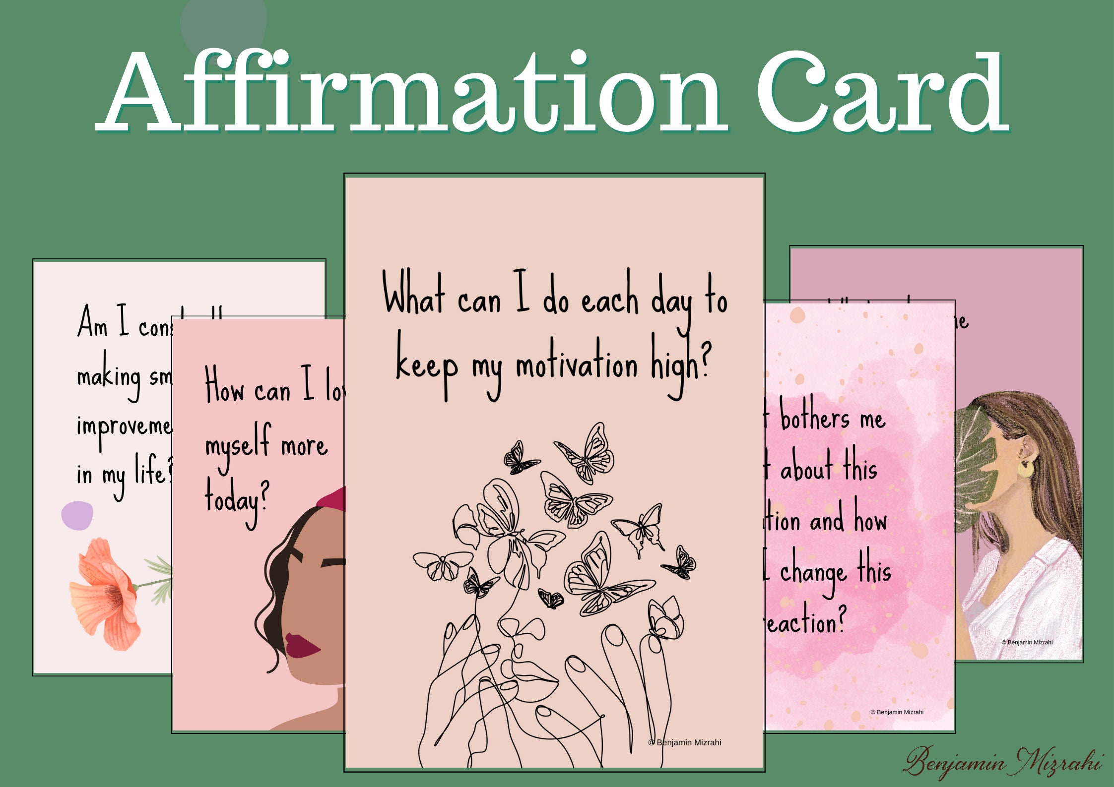 Positive Affirmation Cards, Printable Quotes, Editable Canva Template ...