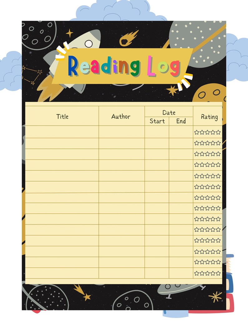 Kids Reading Log, Printable Journal Kid, Learning Incentive, Instant ...