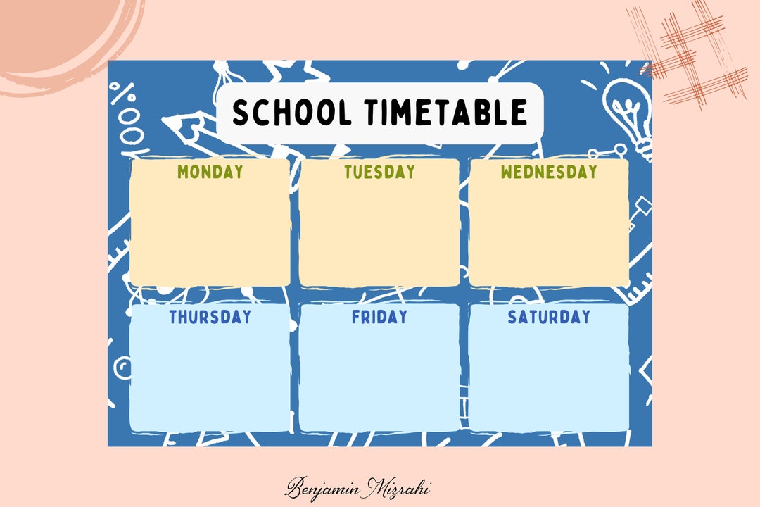 School Timetable Printable Student Planner Back to School Weekly ...