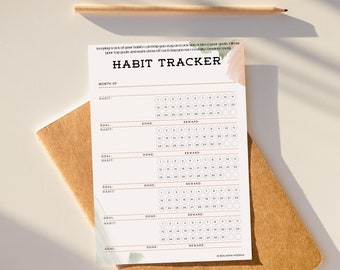 Monthly Habit Tracker Printable Goal Planner Mindfulness Planner Simple ...