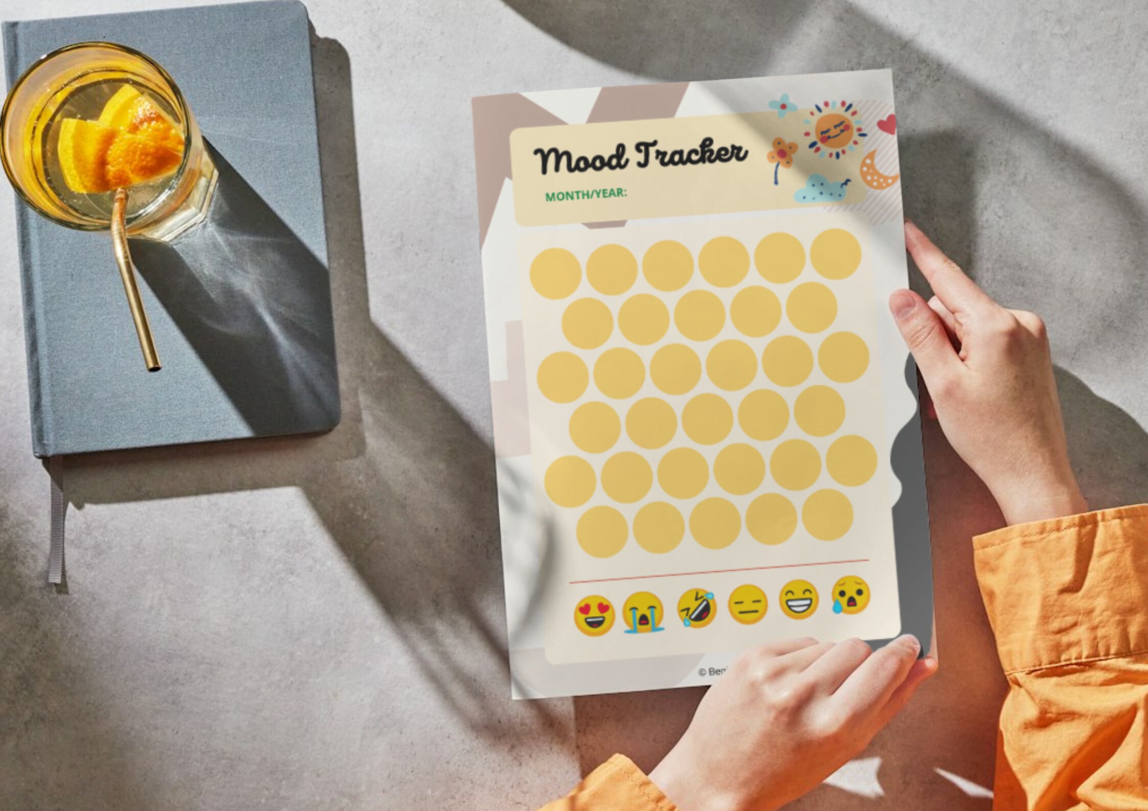 Mood Tracker Printable Kit, Monthly Mood Log, Circular Mood Chart, Mood ...