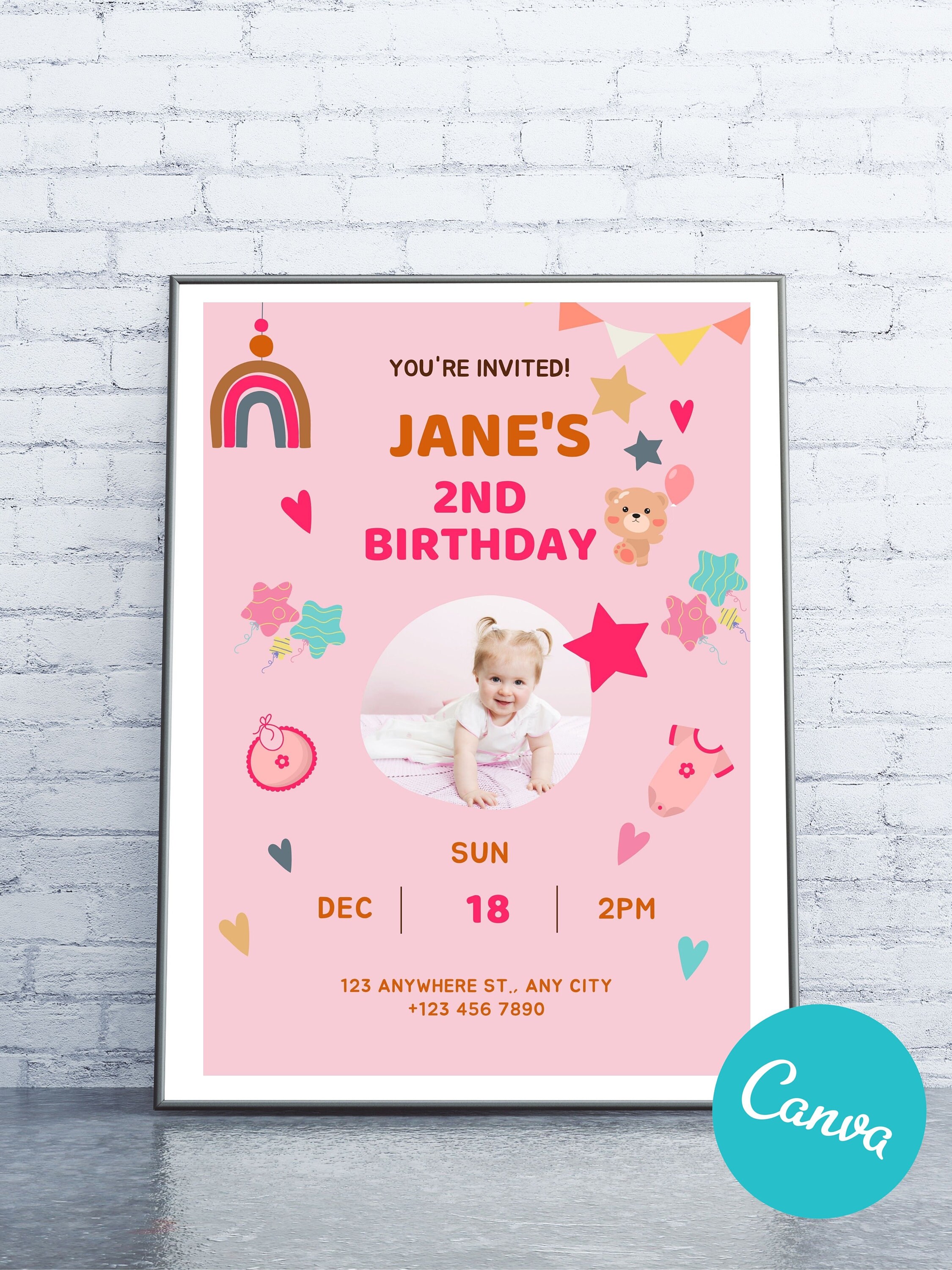 Editable Birthday Invitation, Canva Template (digital Download) - Etsy