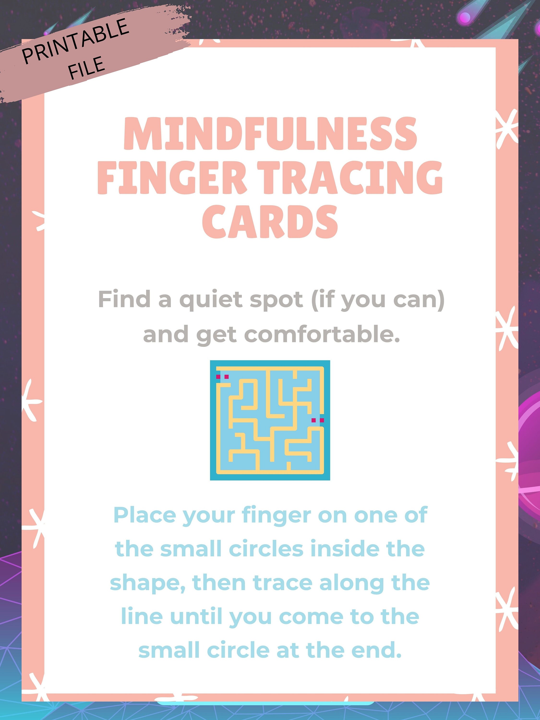 Finger Tracing Calming, Printable Mindfulness Flash Cards, Calm Down ...