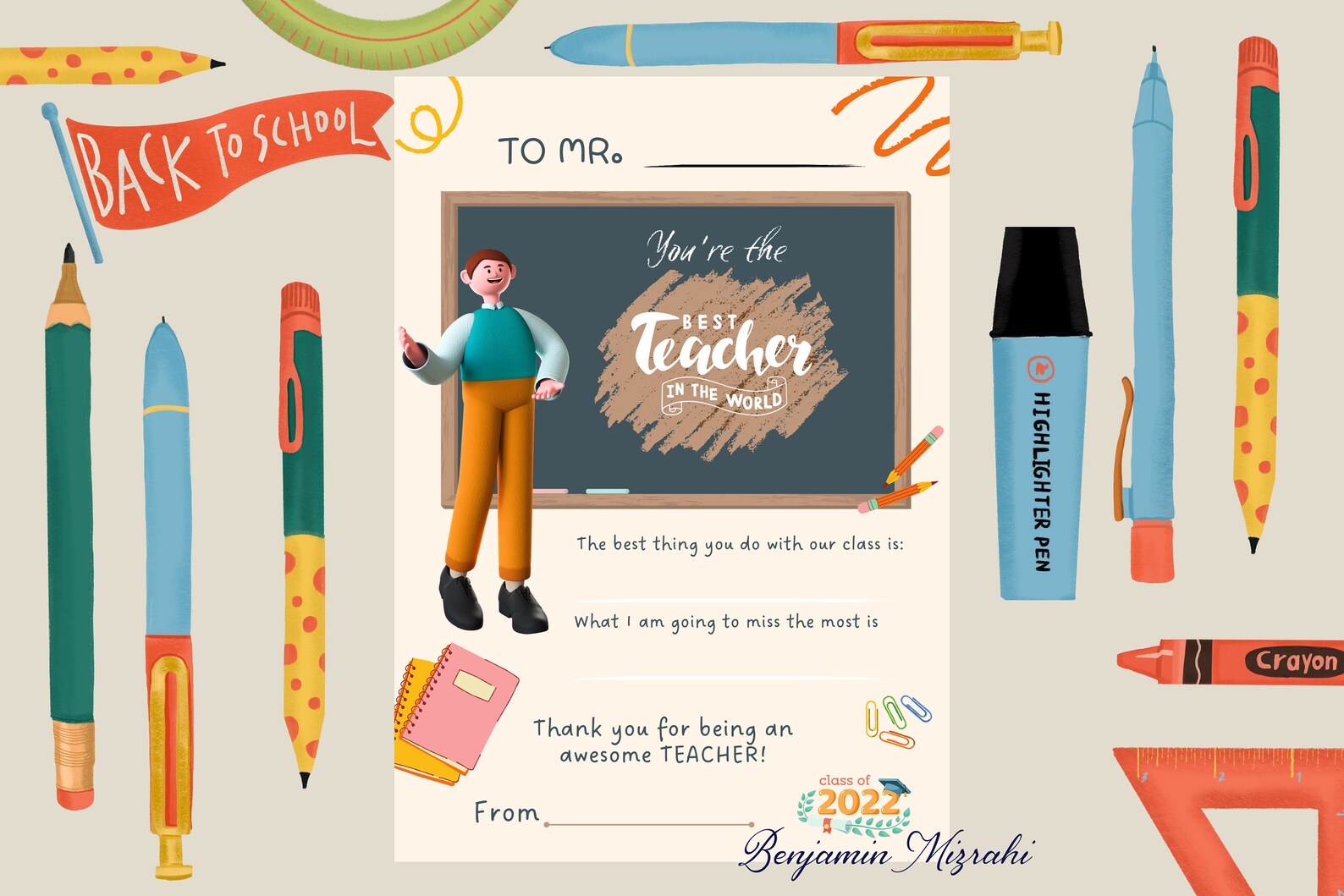 Teacher Appreciation Printable Sign, Thank You Card (CANVA Digital File ...