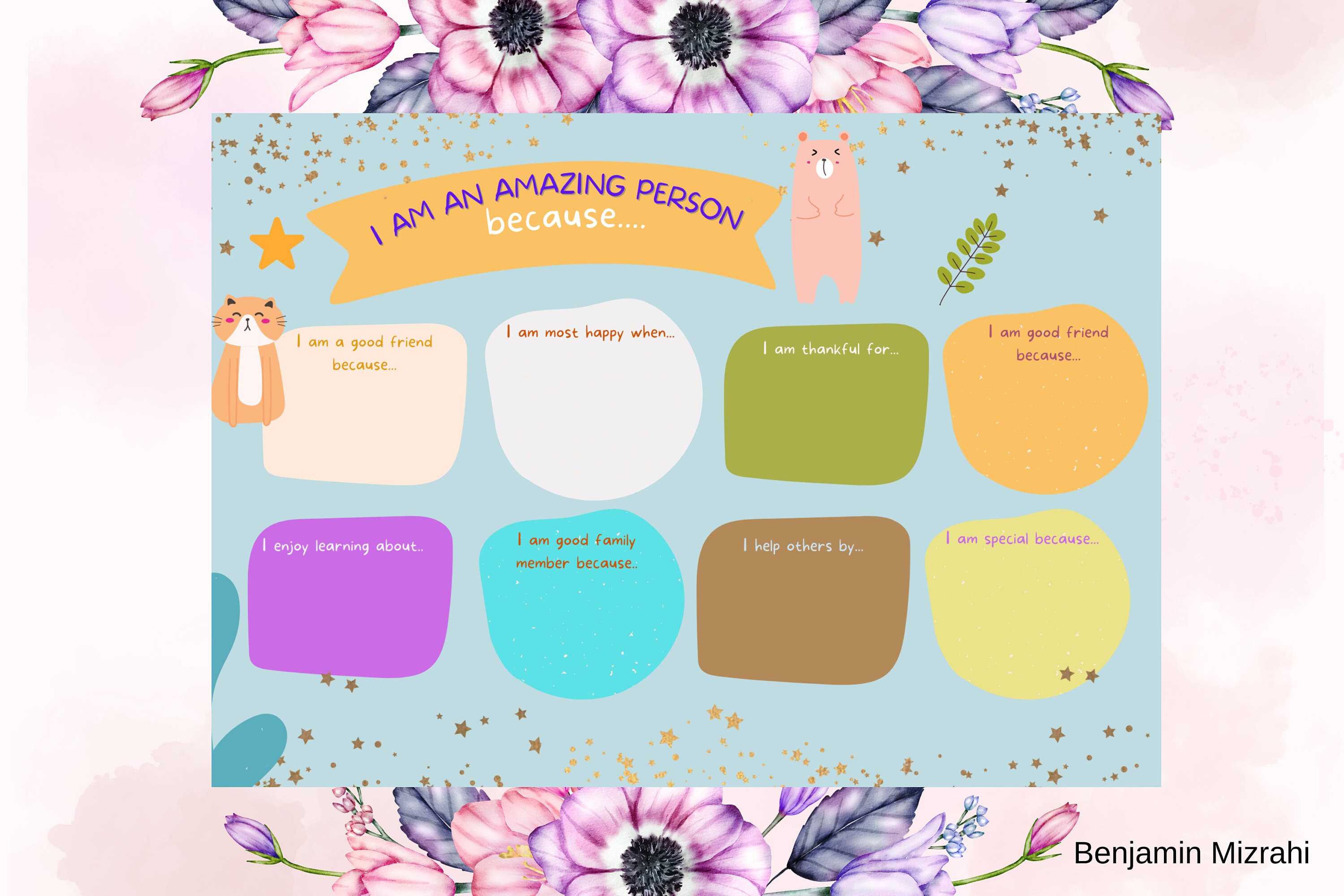 Daily Self-esteem Journal Printable Worksheet Child Therapy Counseling ...