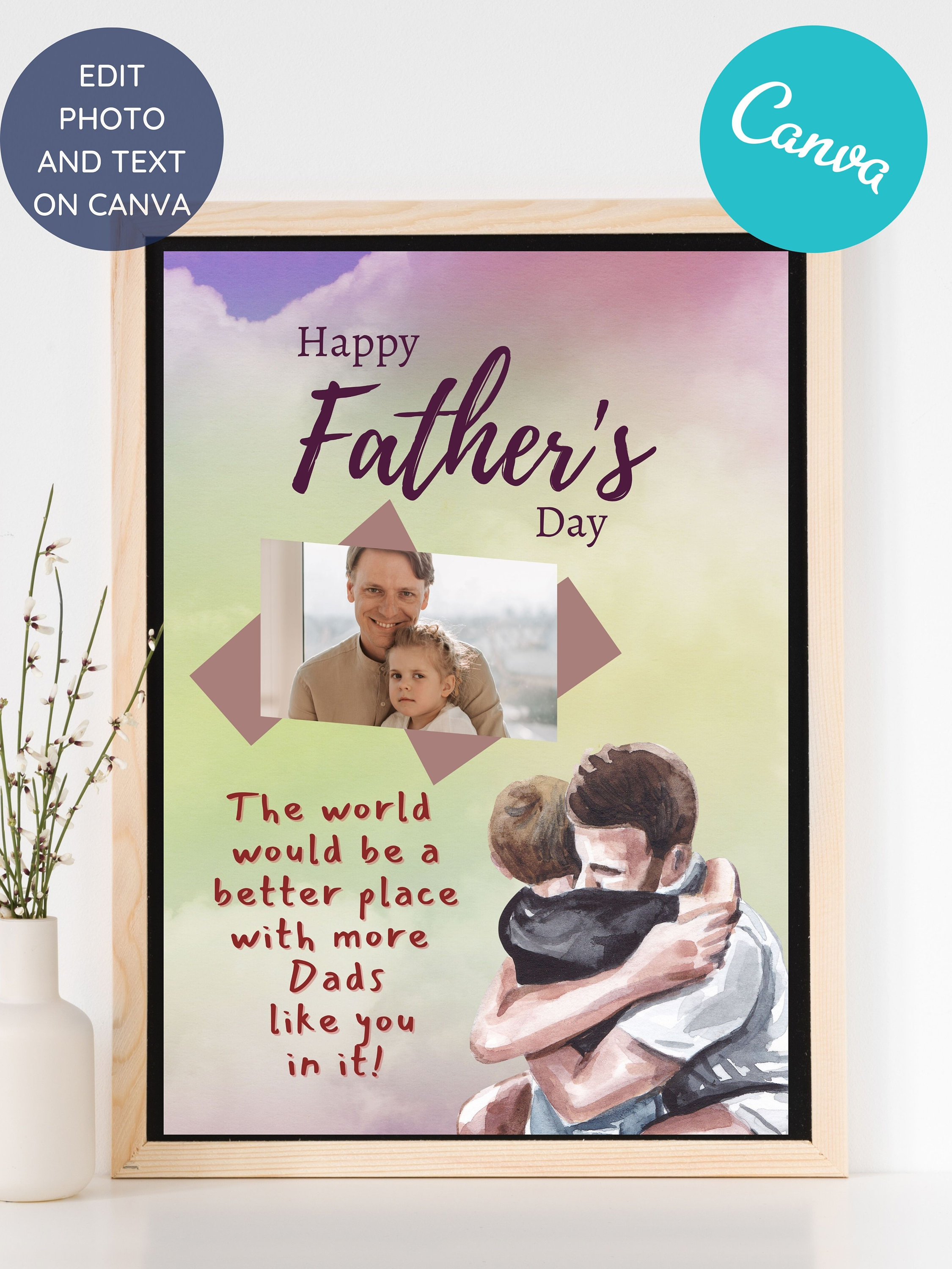 Happy Fathers Day, Digital Printable, Instant Download, Greeting Card ...