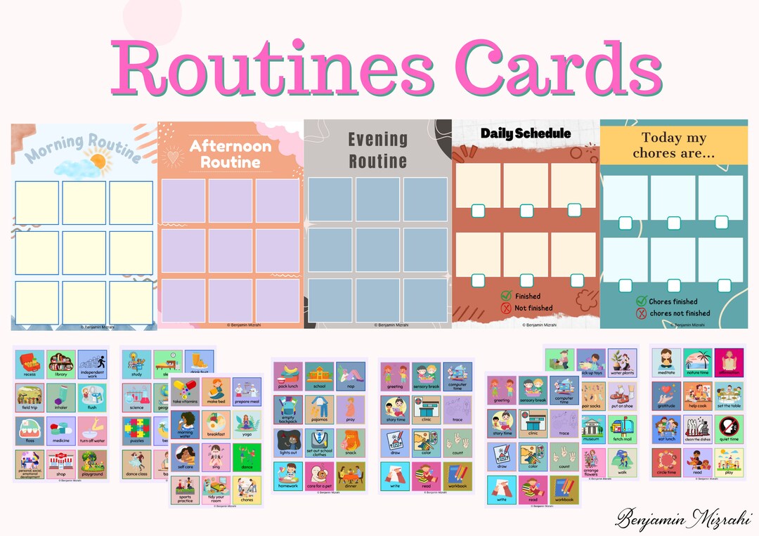 Behavior Chore Chart Cards for Kids | Editable Kids Daily Routine Cards ...