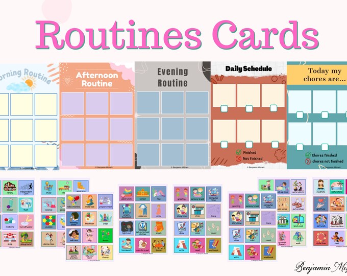 Behavior Chore Chart Cards for Kids Editable Kids Daily Routine Cards ...