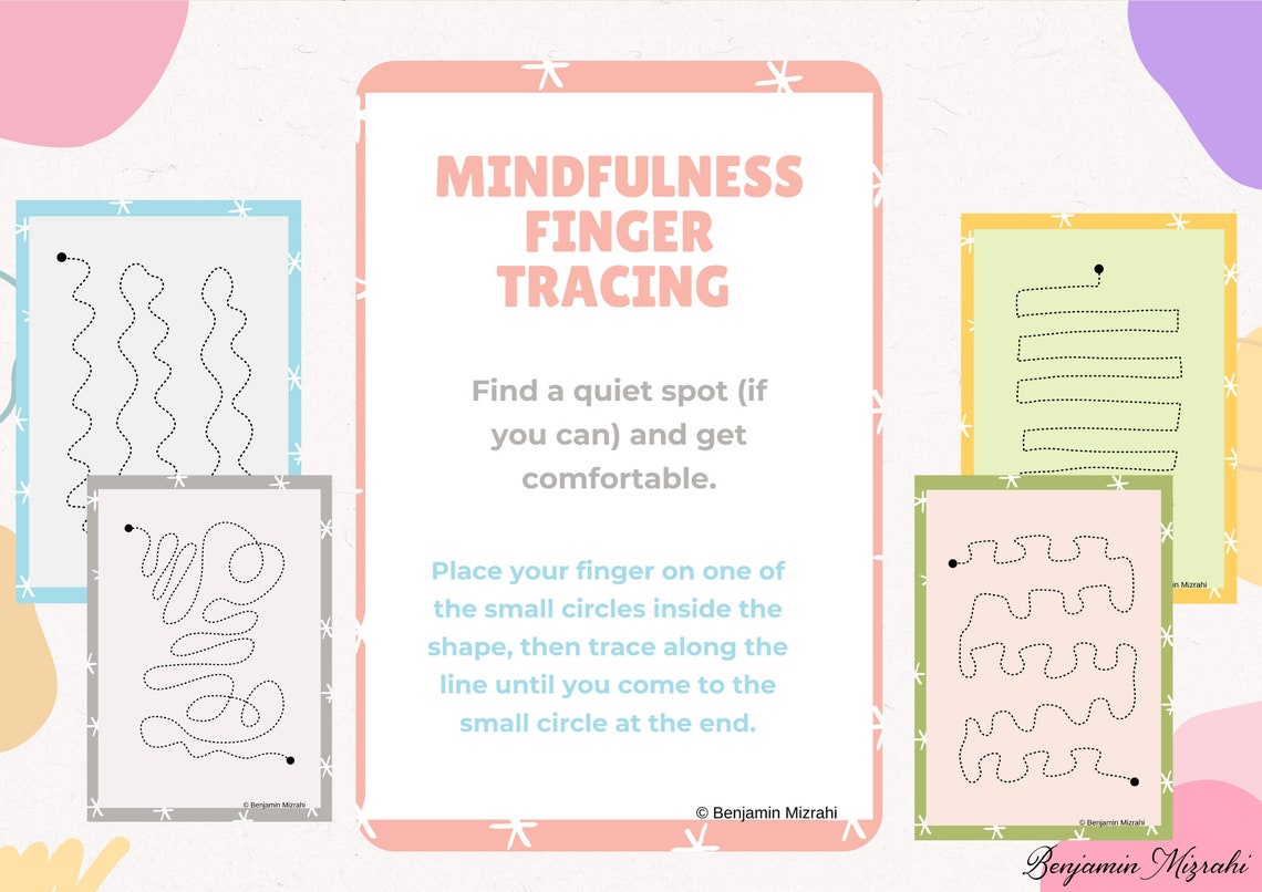 Mindfulness Finger Tracing Calming Printable Cards | Calm Down Corner ...