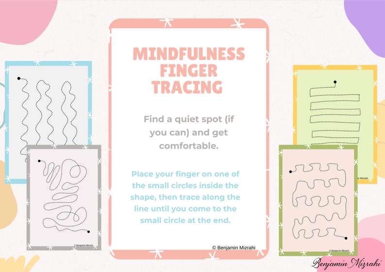 Mindfulness Finger Tracing Calming Printable Cards Calm Down Corner ...