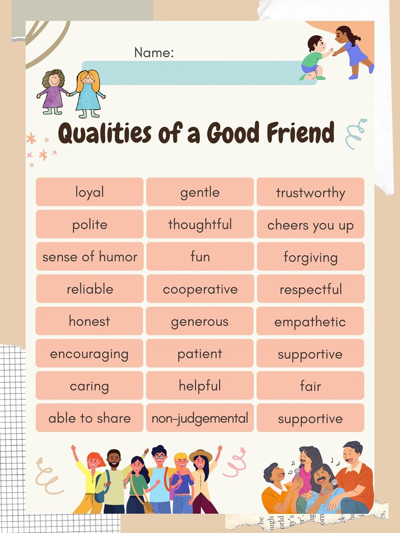 Good Vs Bad Friends Poster - PRINTABLE Emotional Learning Social Skills ...
