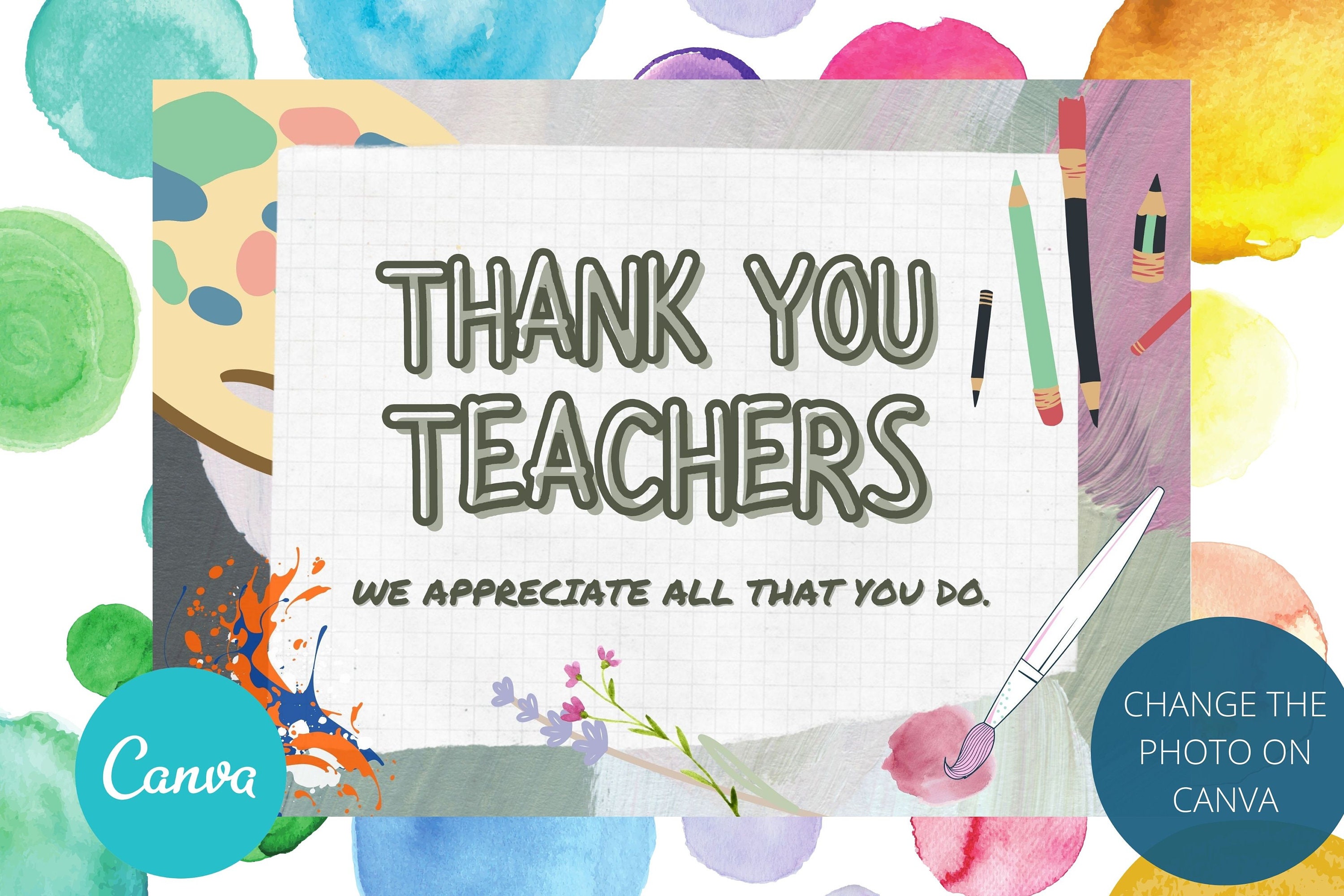 Digital Teacher Appreciation, Personalized Thank You Sign, Last Day of ...