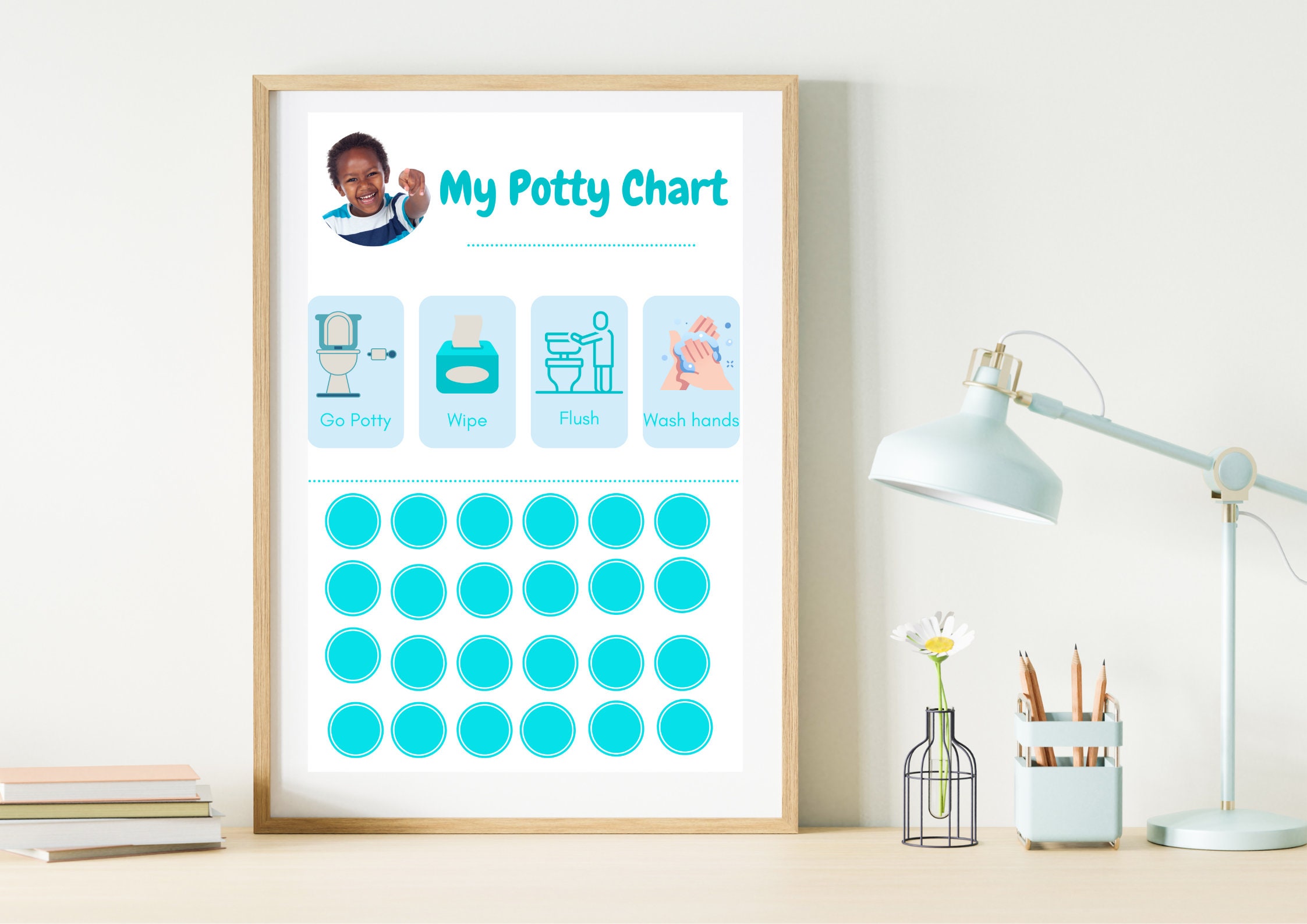Blue Tone Potty Training Chart for Kids Step by Step Toilet Training ...