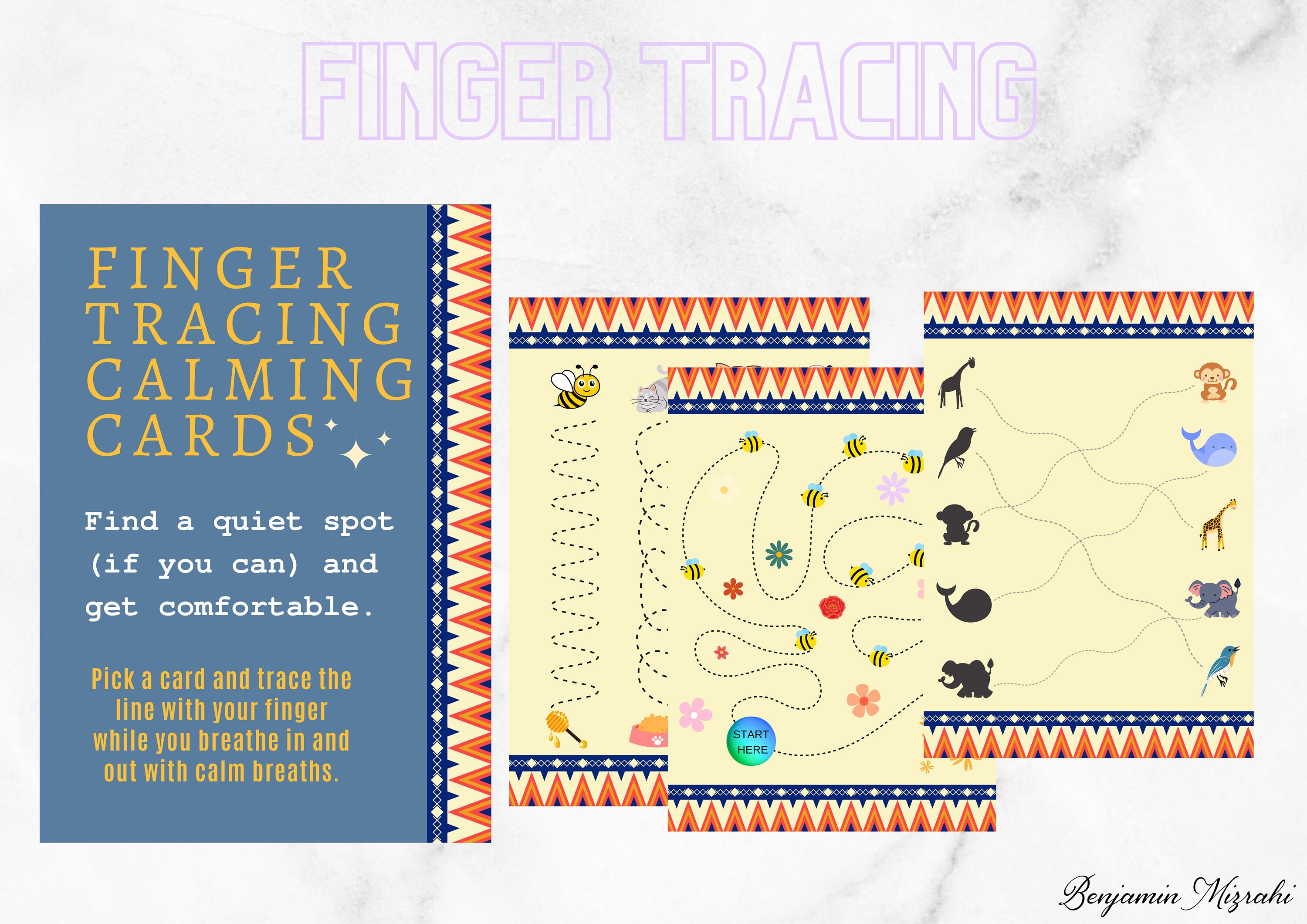 Finger Tracing Calming Cards Printable Mindfulness Calm Down - Etsy