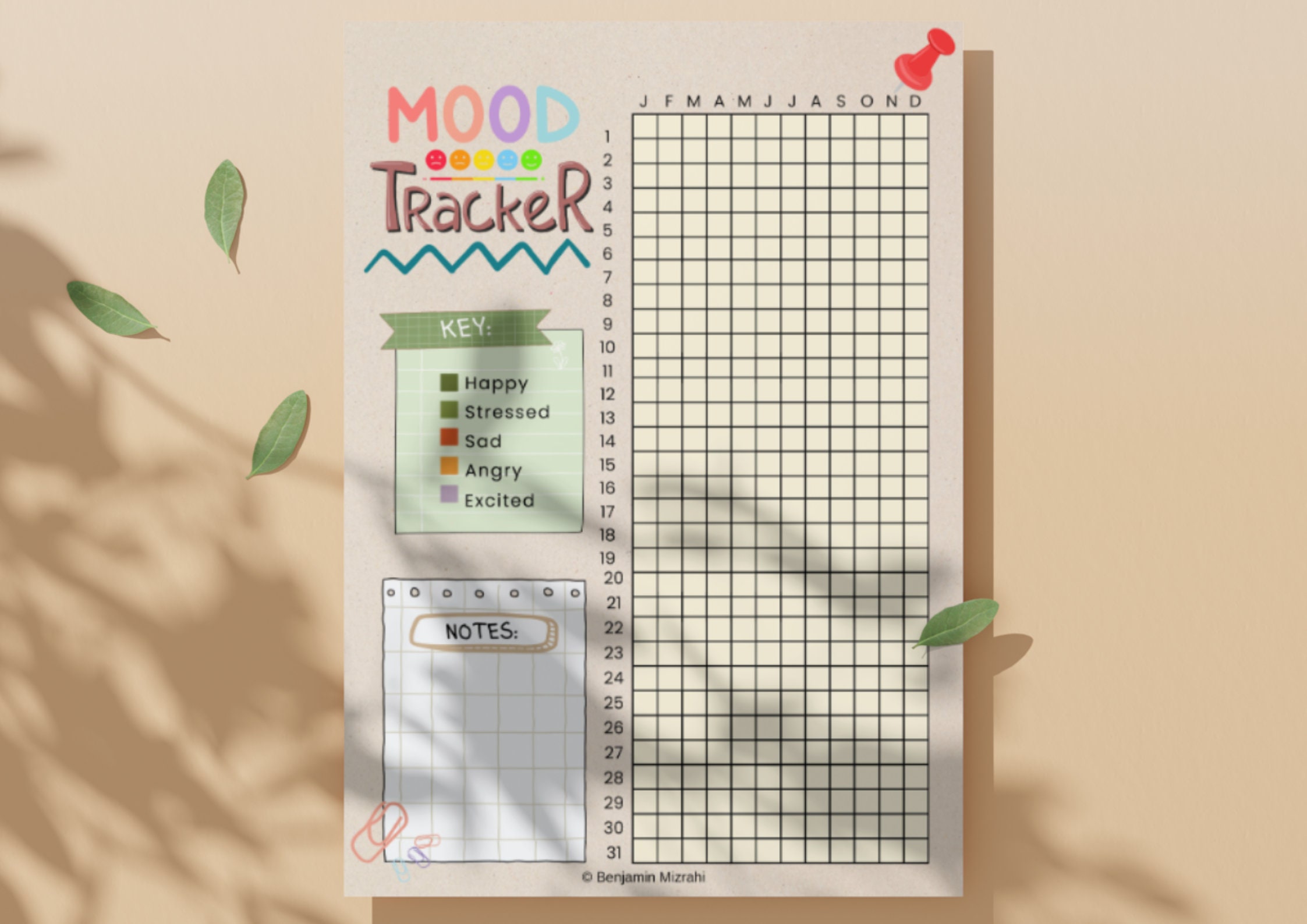 Mood Tracker Printable Kit, Monthly Mood Log, Circular Mood Chart, Mood ...