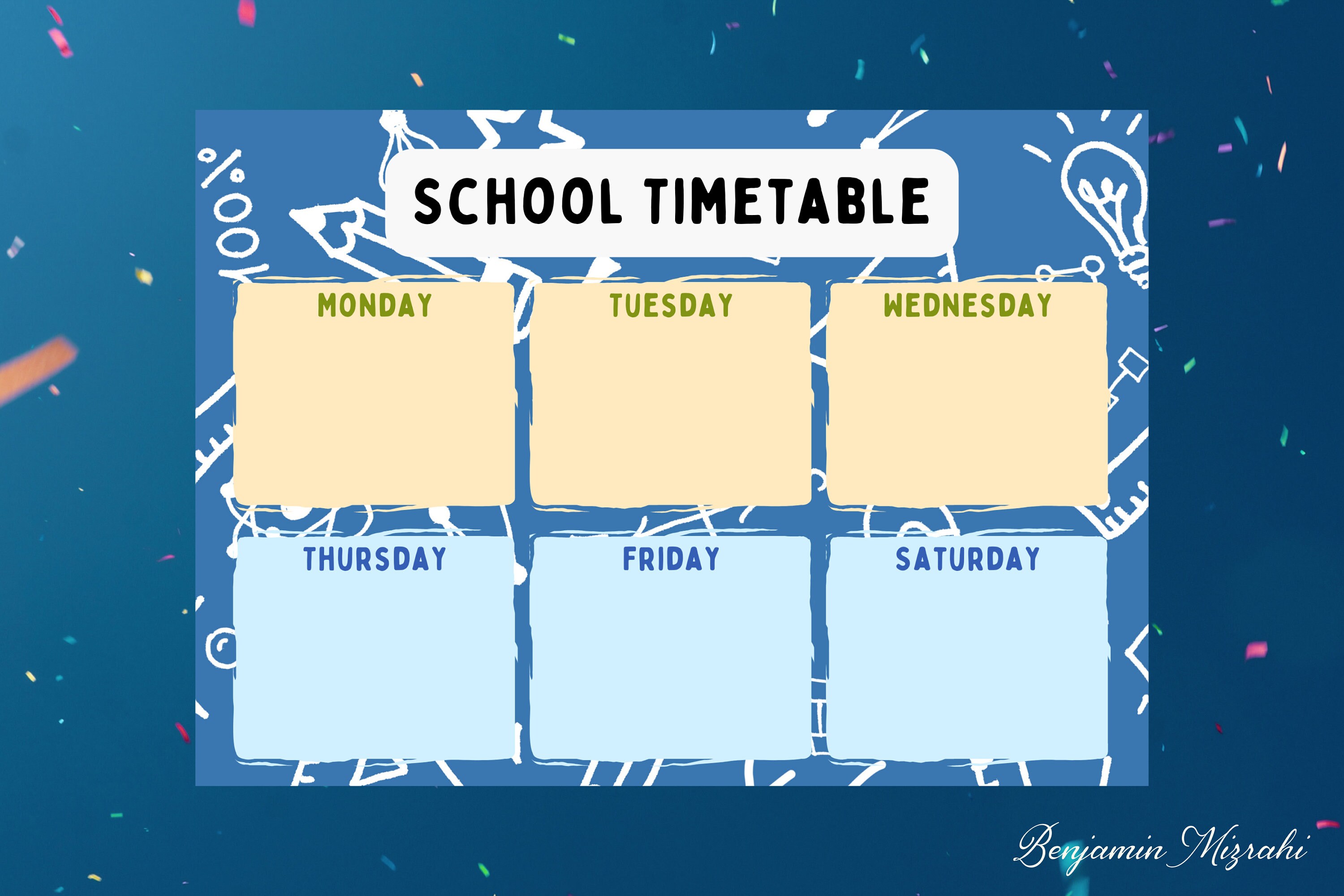School Timetable Printable Student Planner | Back to School Weekly ...