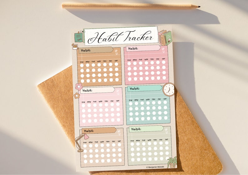 Printable Monthly Habit Tracker Cute Template Daily Habit - Etsy