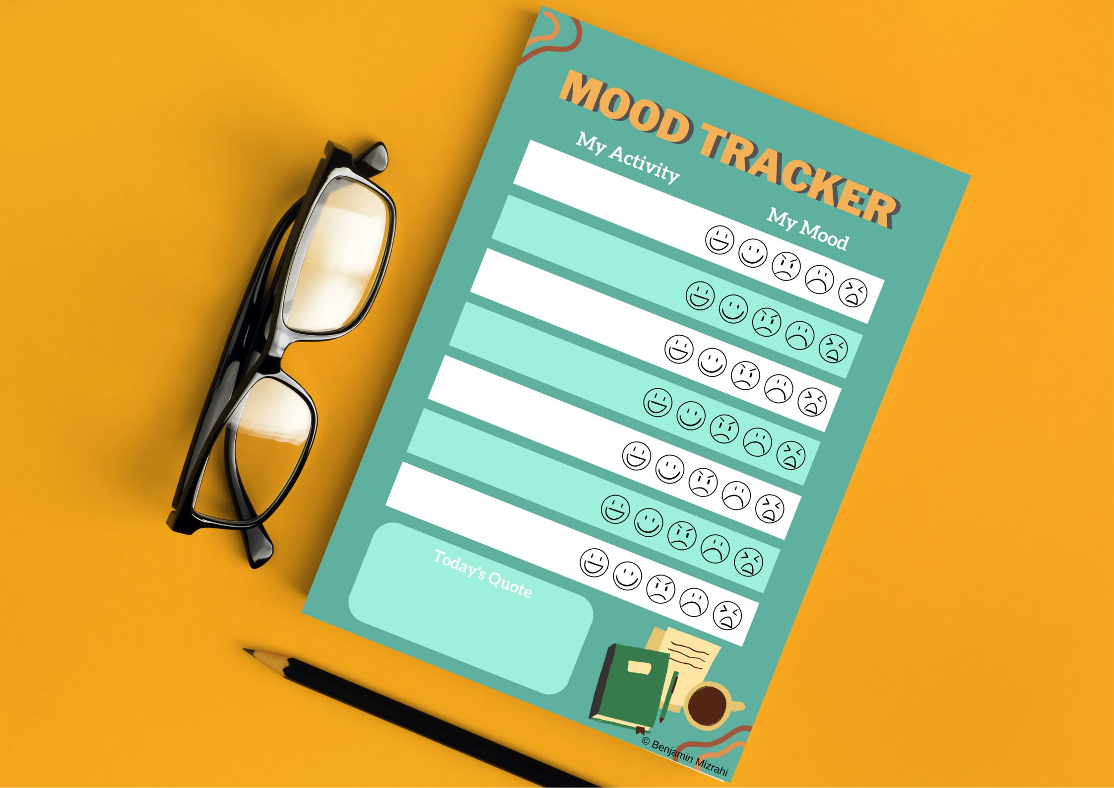 Printable Mood Tracker Chart Template, Daily Mood Tracker Pages for ...