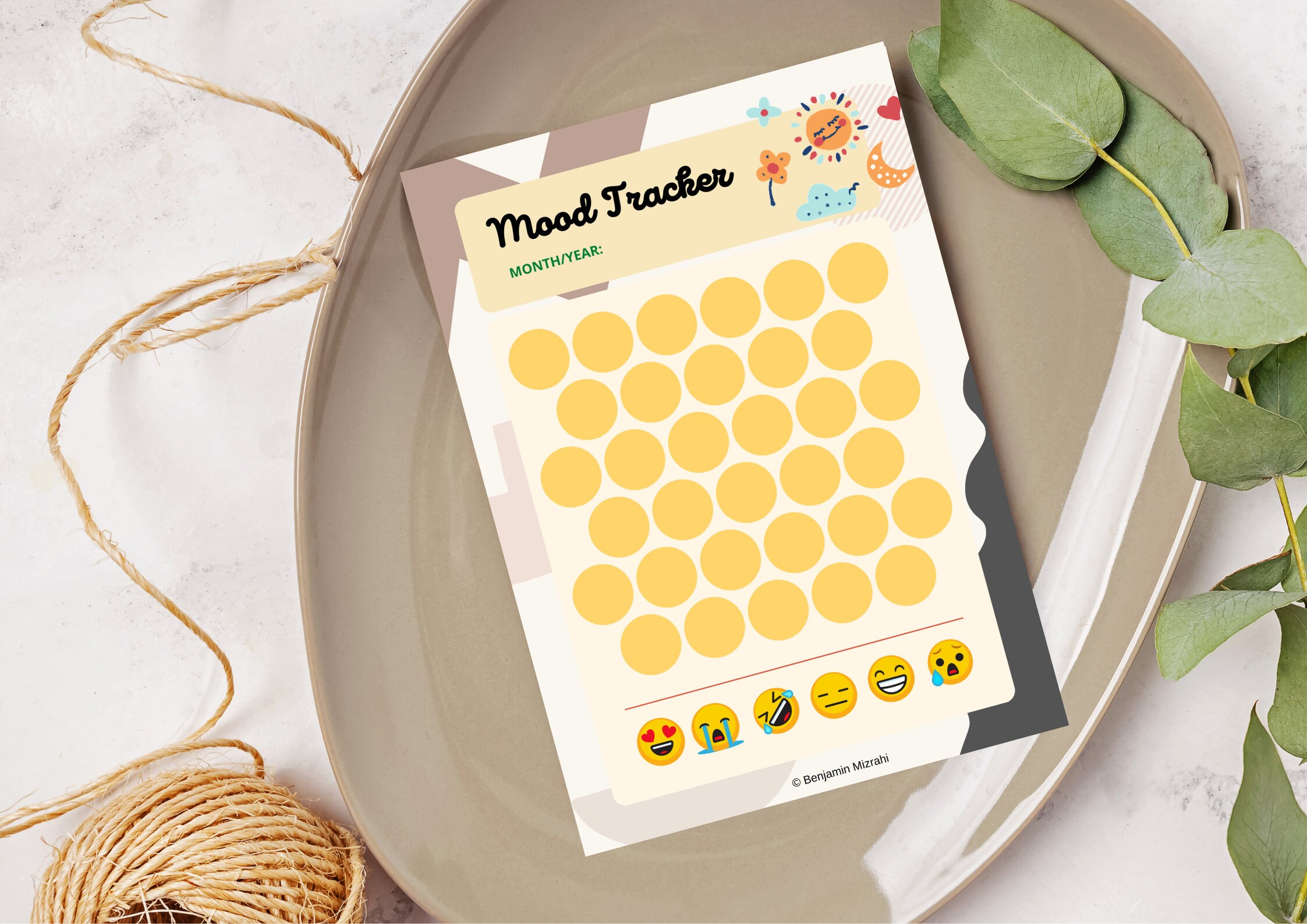 Mood Tracker Printable Kit, Monthly Mood Log, Circular Mood Chart, Mood ...