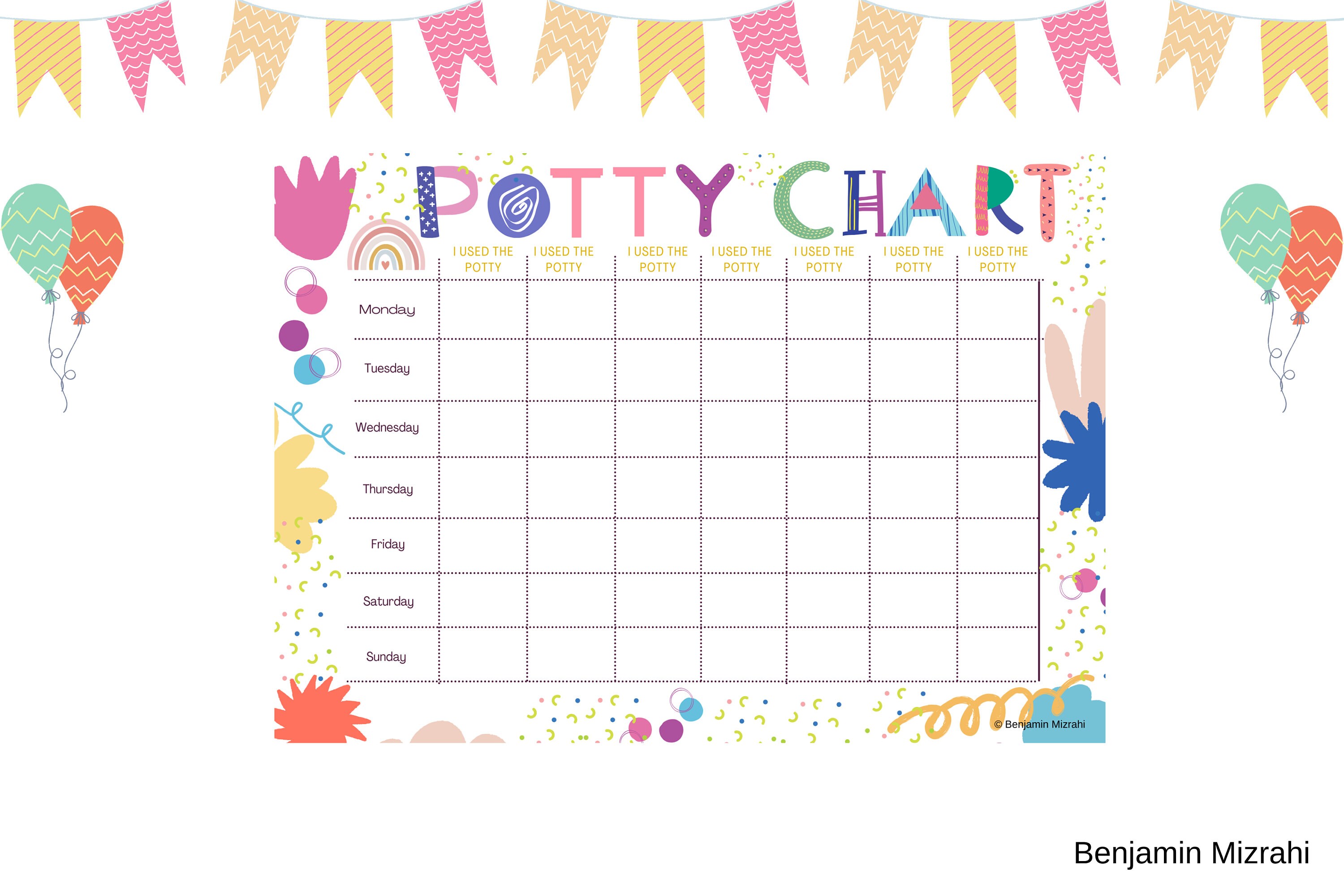 Potty Training Chart for Toddlers, Preschoolers and Kids - Toilet ...