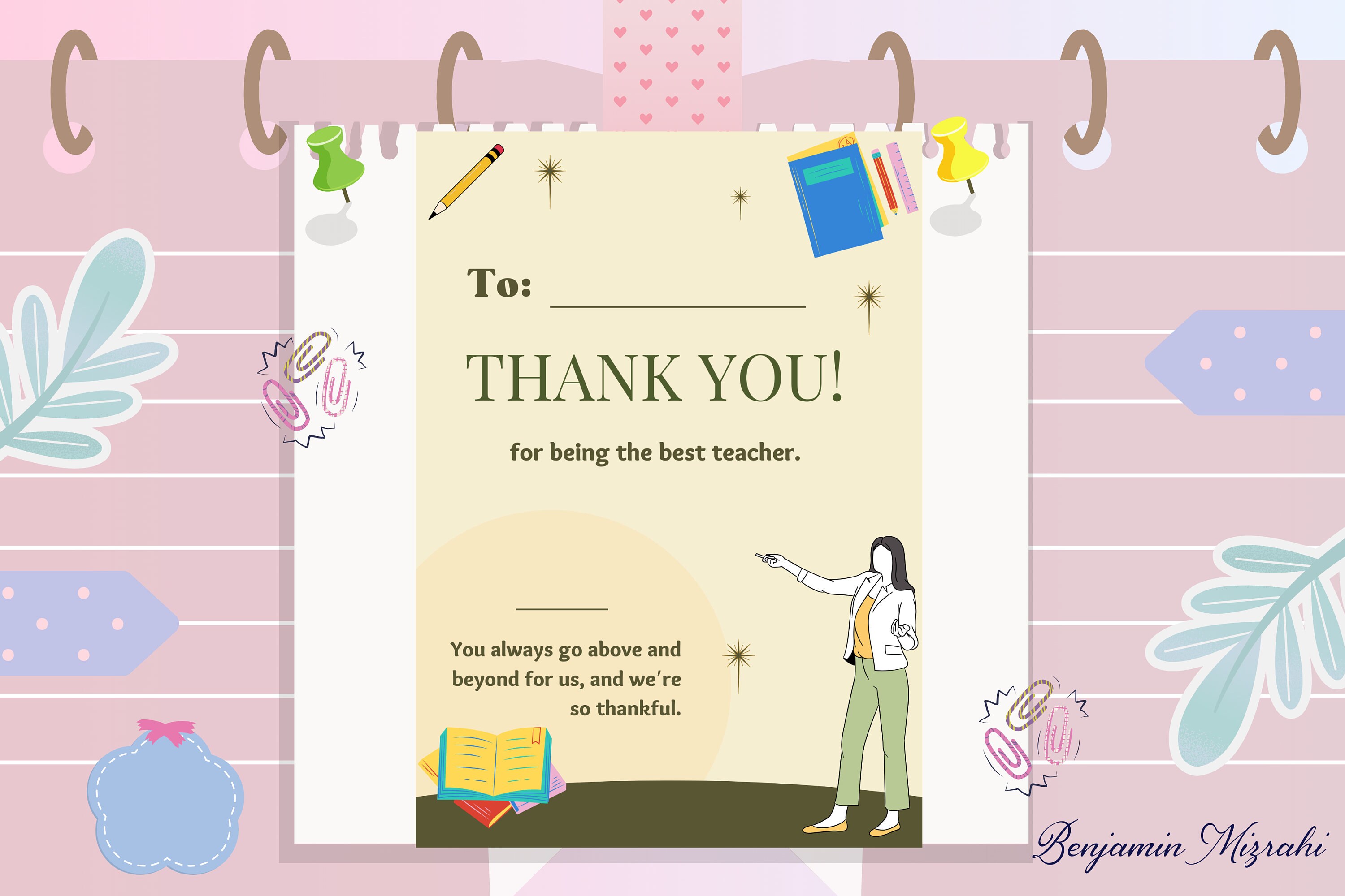 Personalized Thank You Teacher Card, Teacher Card, for Teacher Nursery ...