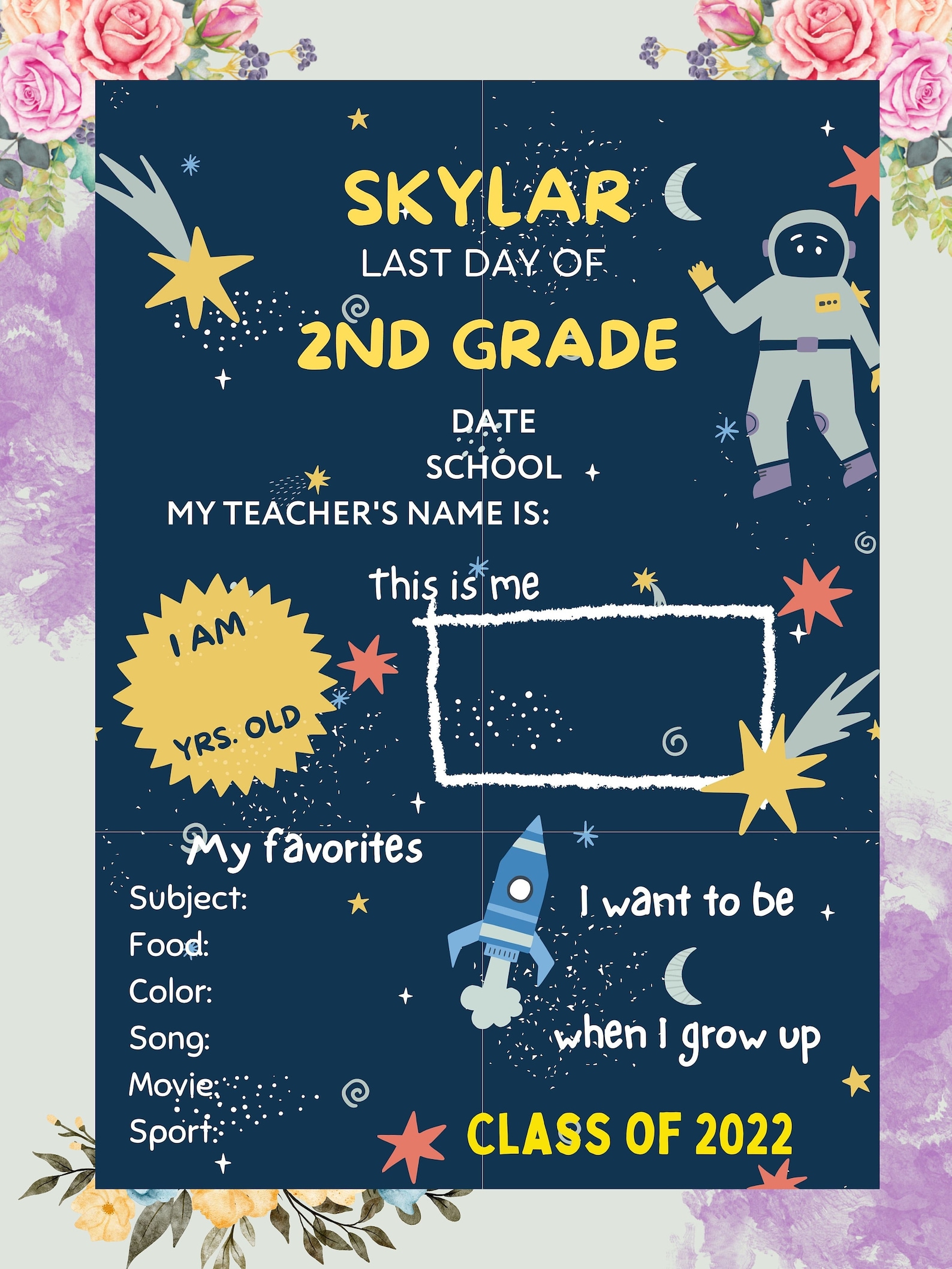 Editable First or Last Day of School Sign - Any Grade Sign for Boy or ...