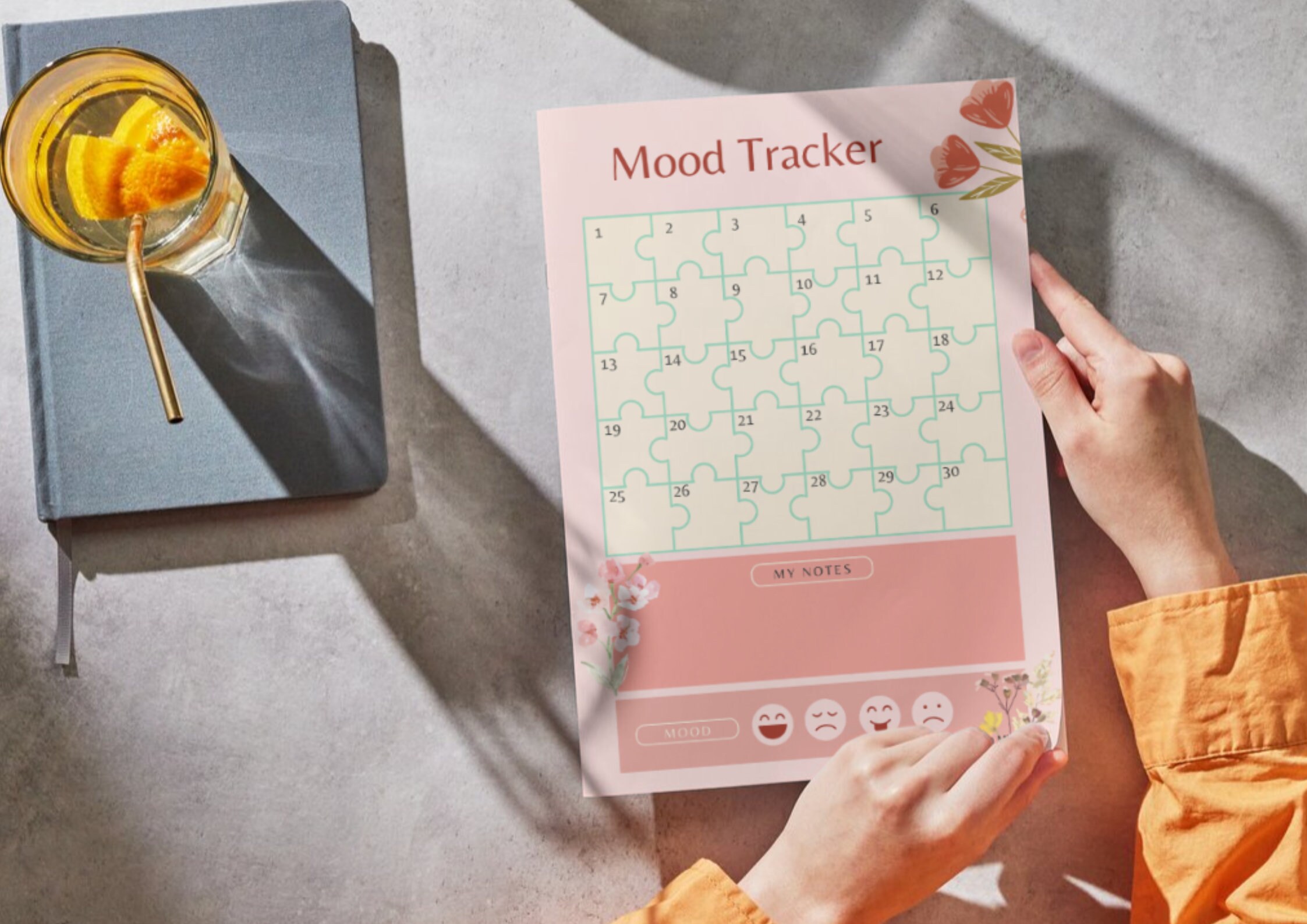 Printable Mood Tracker Chart Template, Daily Mood Tracker Pages for ...