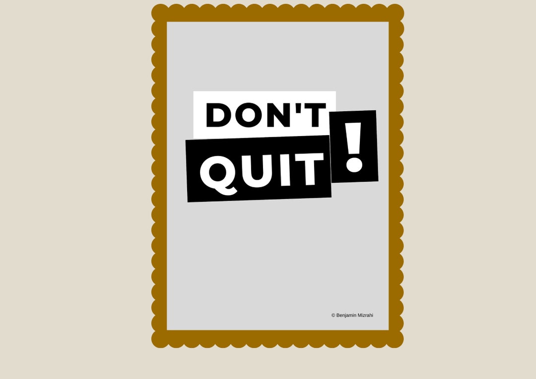 Don't Quit Motivational Poster Print Classroom Decor Positive ...