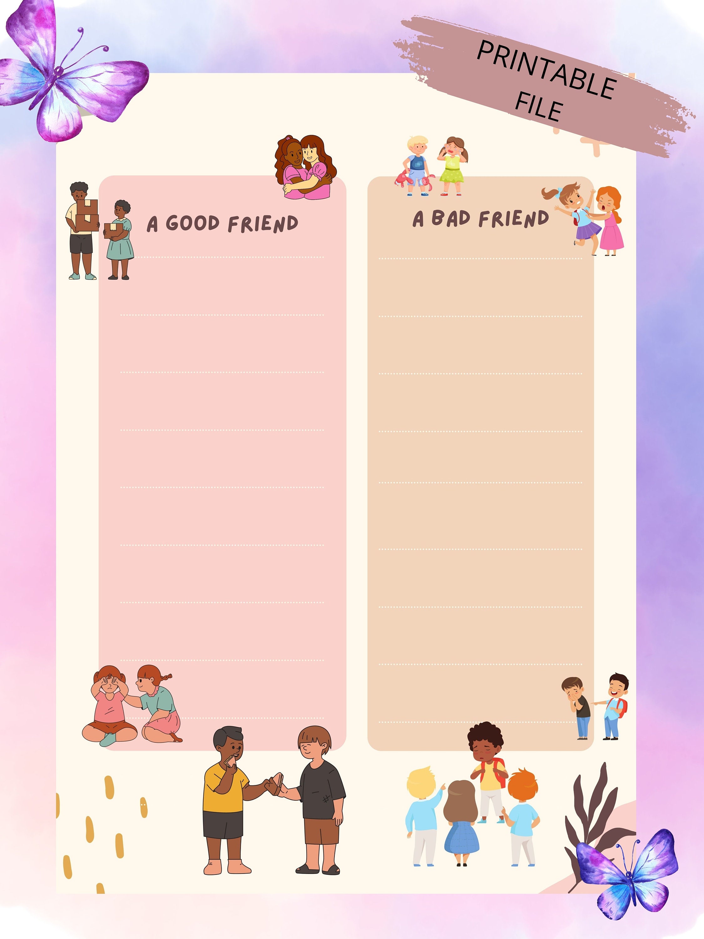 Good Vs Bad Friends Poster - PRINTABLE Social Emotional Learning Skills ...