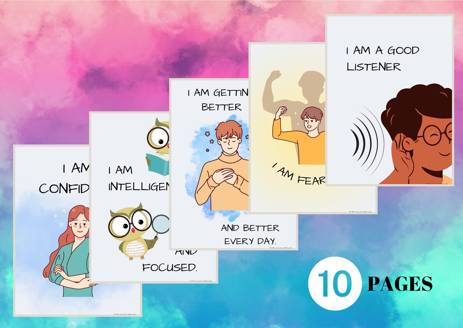 Positive Affirmation Cards, Printable Quotes, Editable Canva Template ...